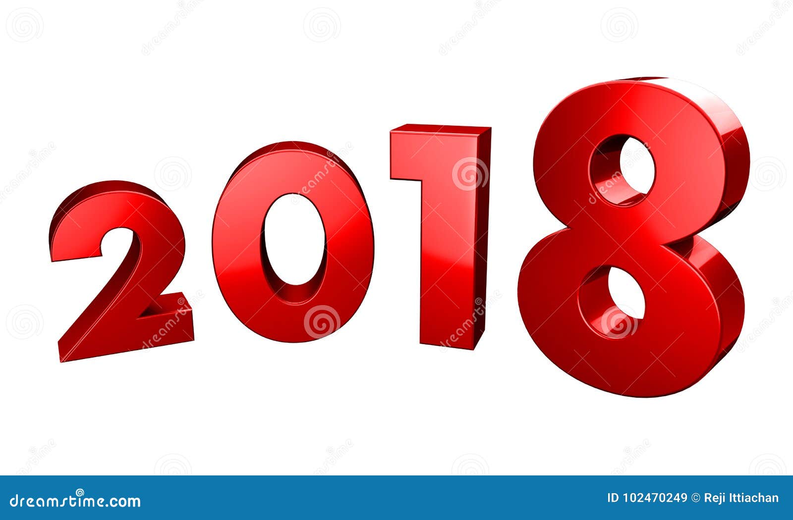 Red 2018 3D Illustration, Isolated on a White Background Stock ...