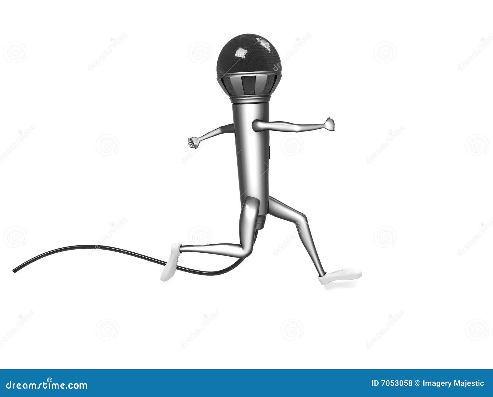 Three Dimensional Running Microphone Stock Illustration - Illustration ...