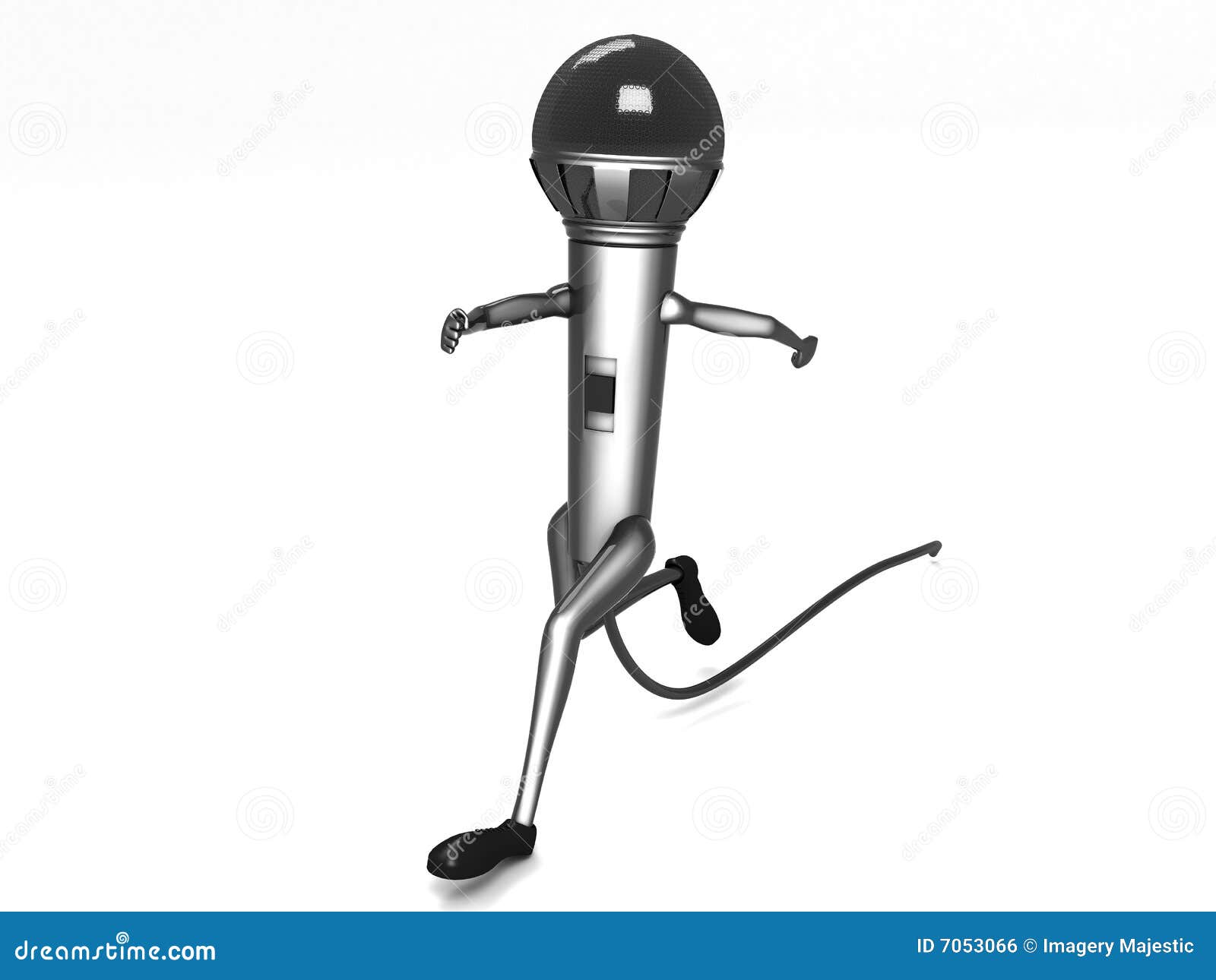 Three Dimensional Running Microphone Stock Illustration - Illustration ...