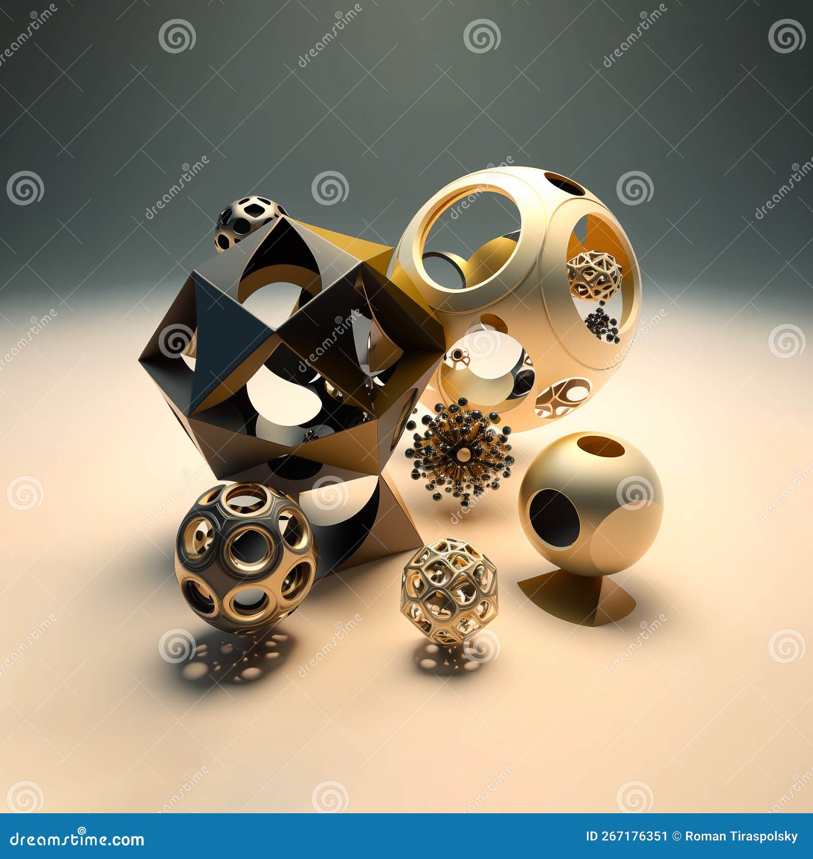 Three dimensional shapes stock illustration. Illustration of metallic ...