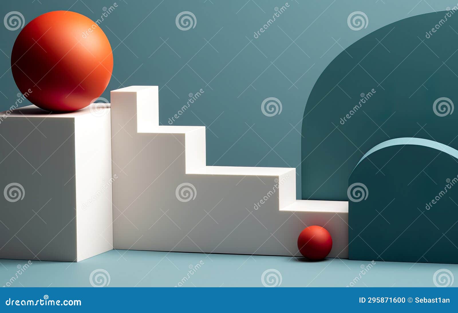 Three-dimensional Shapes Rendered In Complementary Colors, Creating A ...