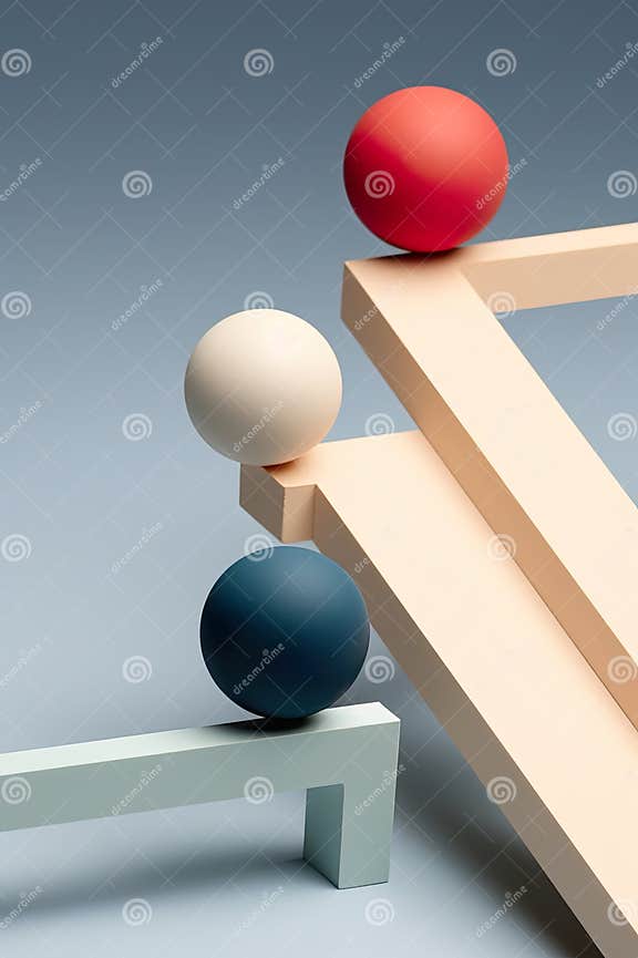 Three-dimensional Shapes Rendered in Complementary Colors, Creating a ...