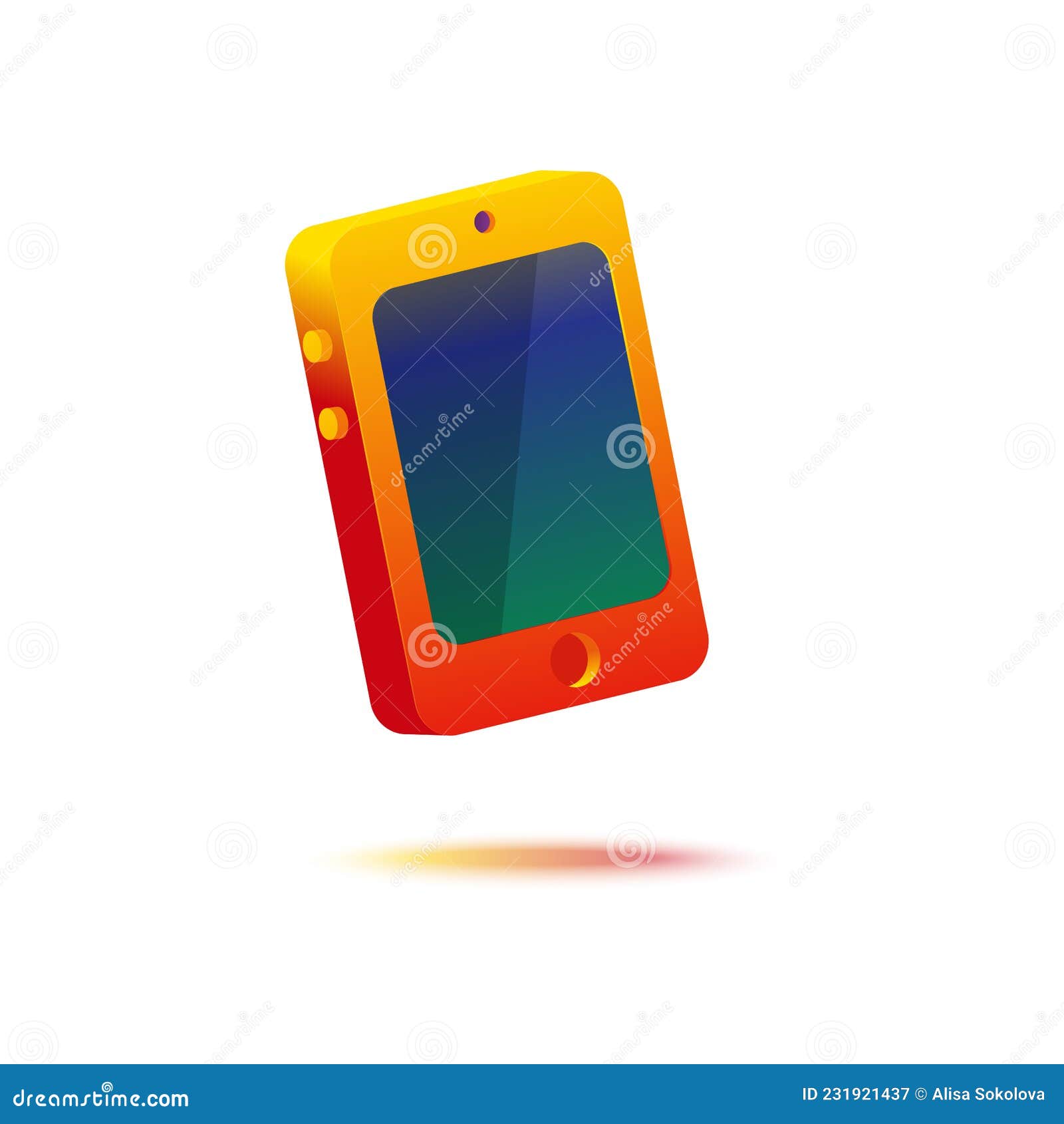 Three Dimensional Smartphone Floating in the Air Stock Vector ...