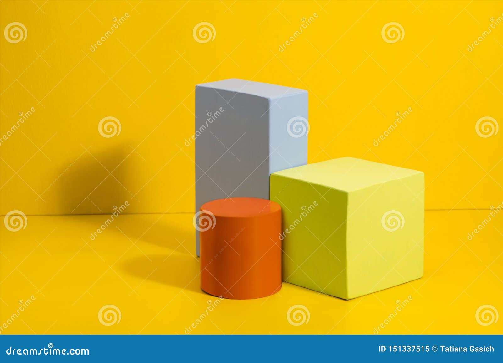 Three-dimensional Solid Shapes on Colored Paper Stock Image - Image of ...
