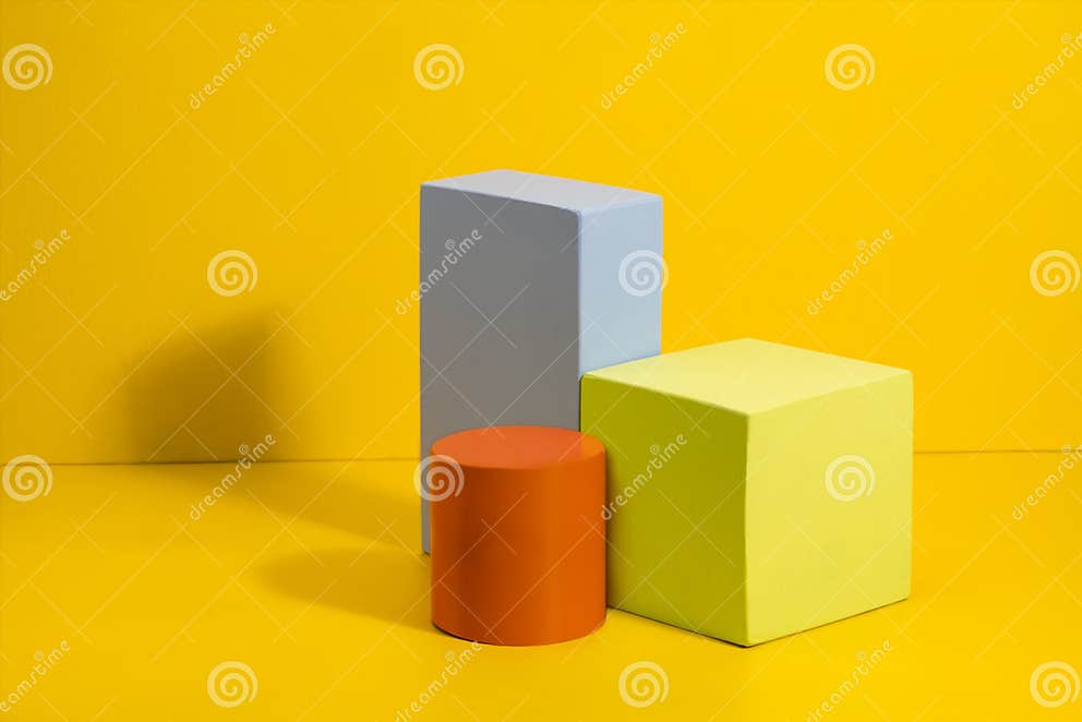 Three-dimensional Solid Shapes on Colored Paper Stock Image - Image of ...