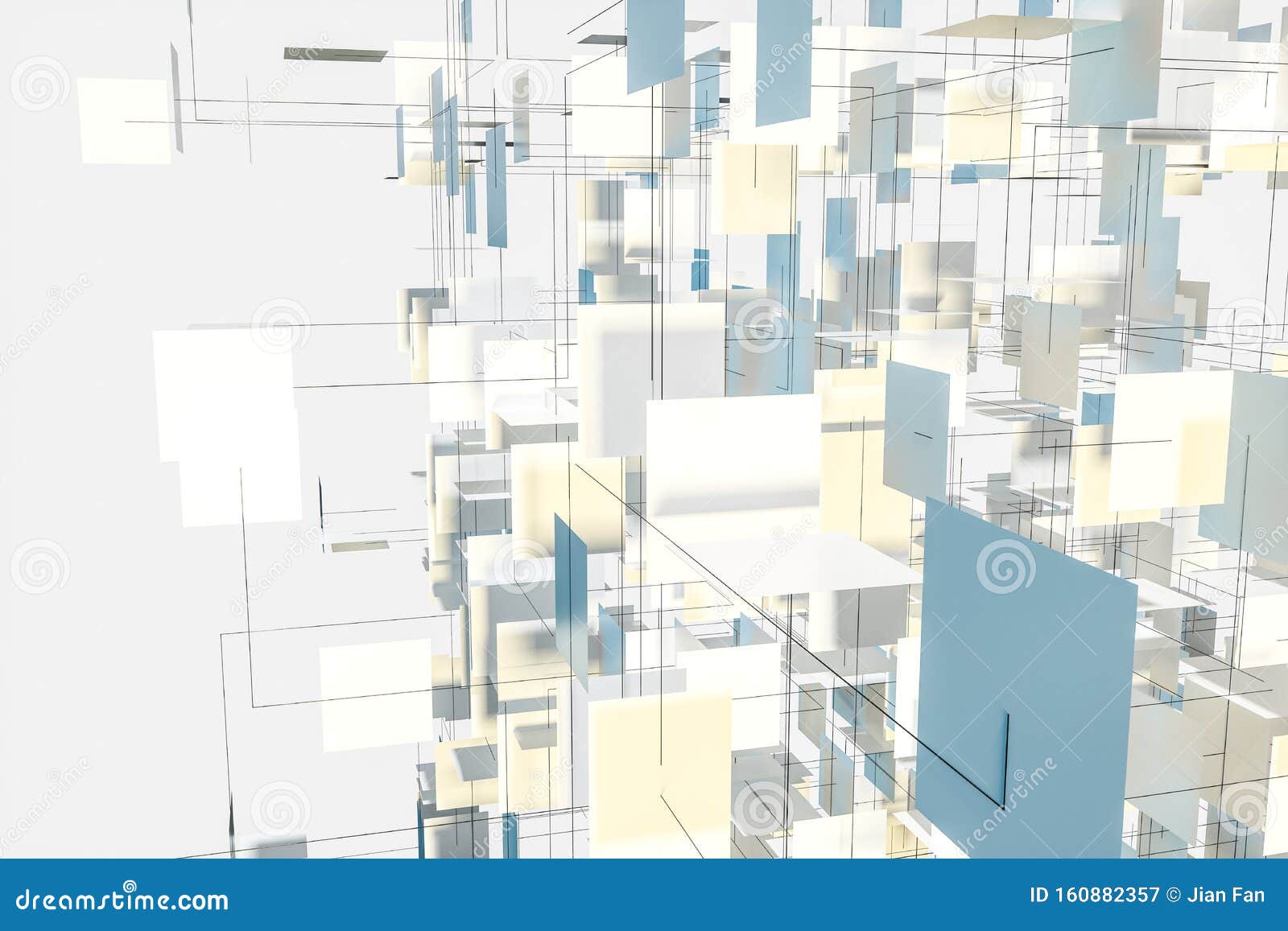 A Three-dimensional Space Composed of Square Planes, 3d Rendering Stock ...