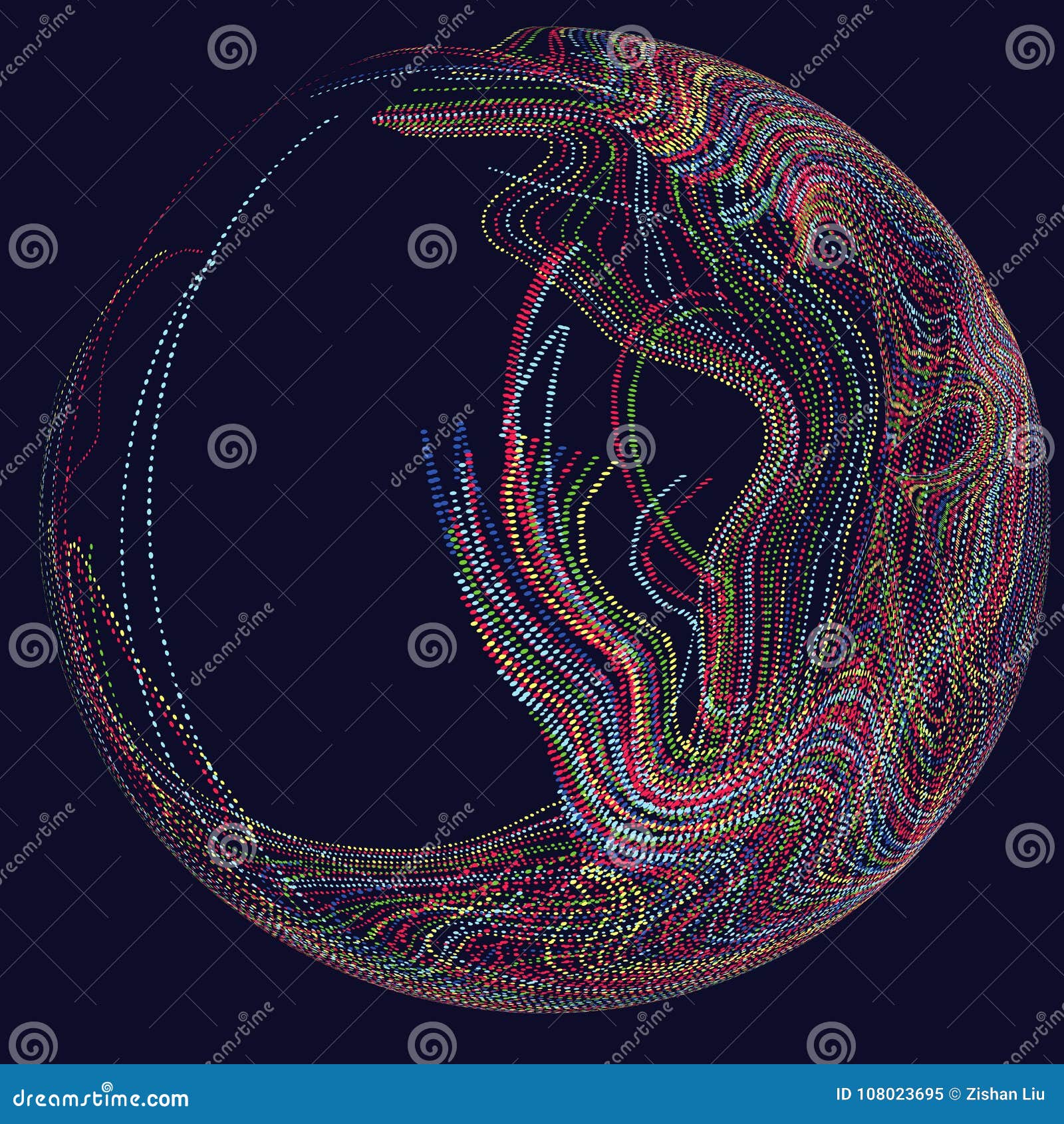 Three-dimensional Sphere Composed of Multicolored Curves. Stock Vector ...