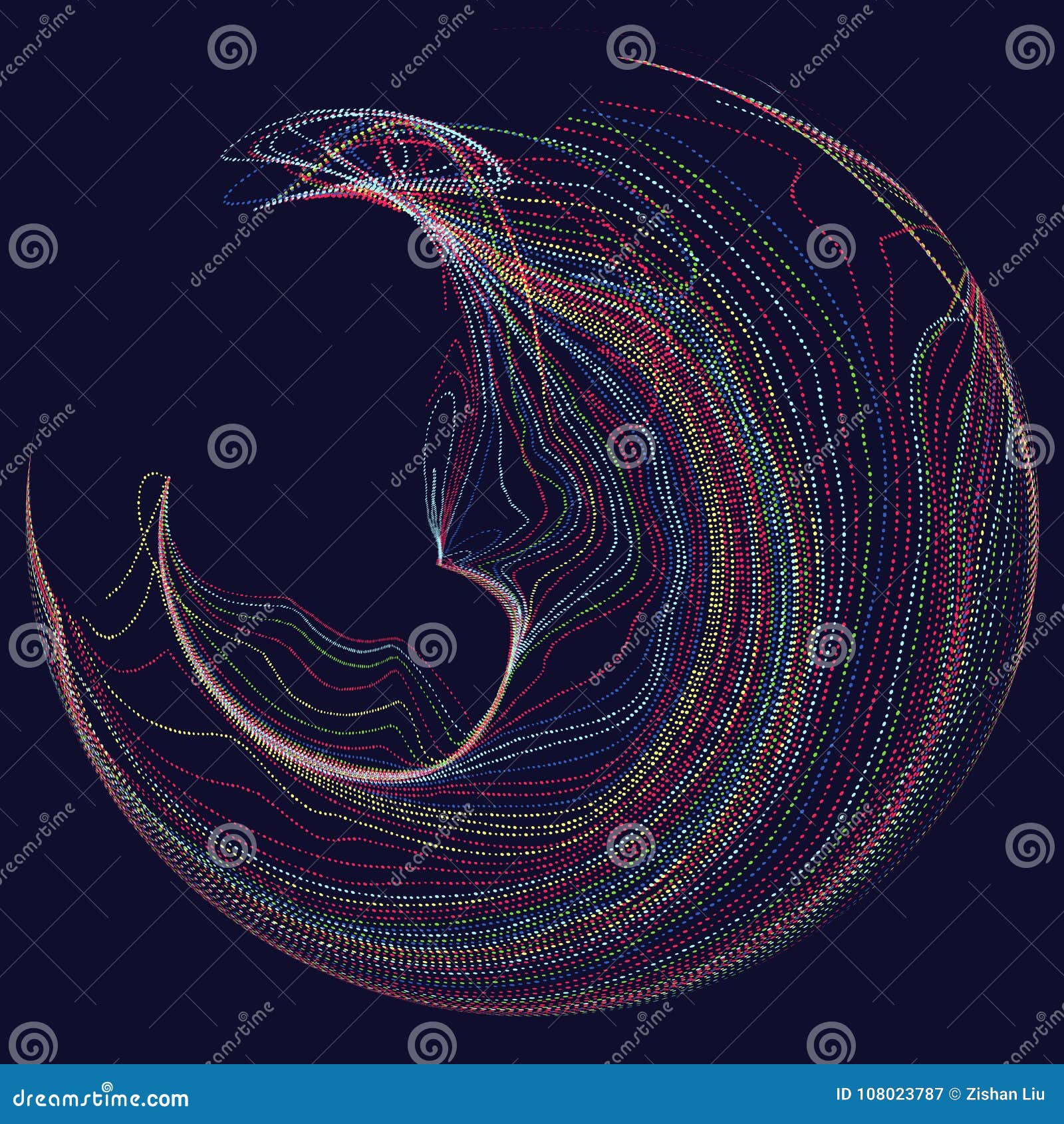 Three-dimensional Sphere Composed of Multicolored Curves. Stock ...