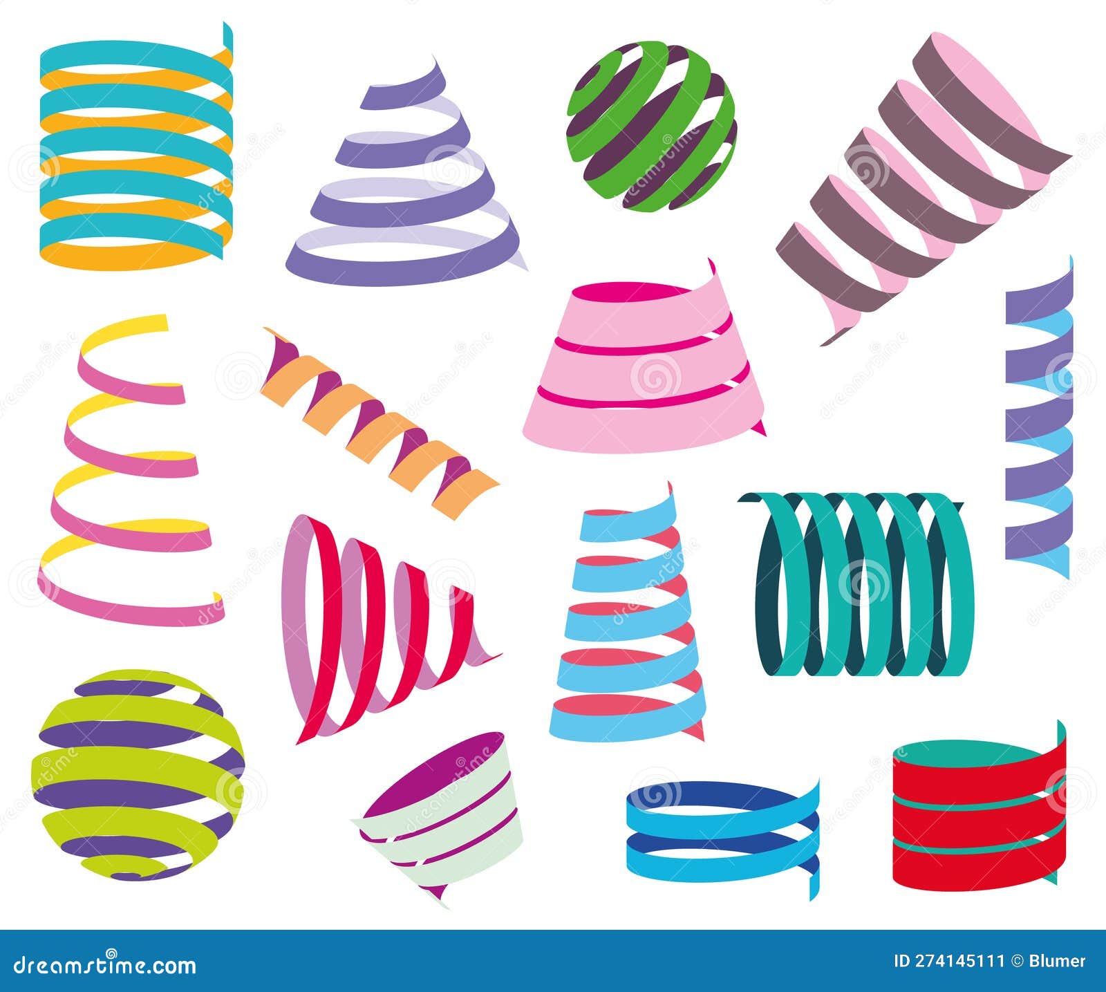 Three Dimensional Spiral Ribbon Design Element Set Stock Vector ...