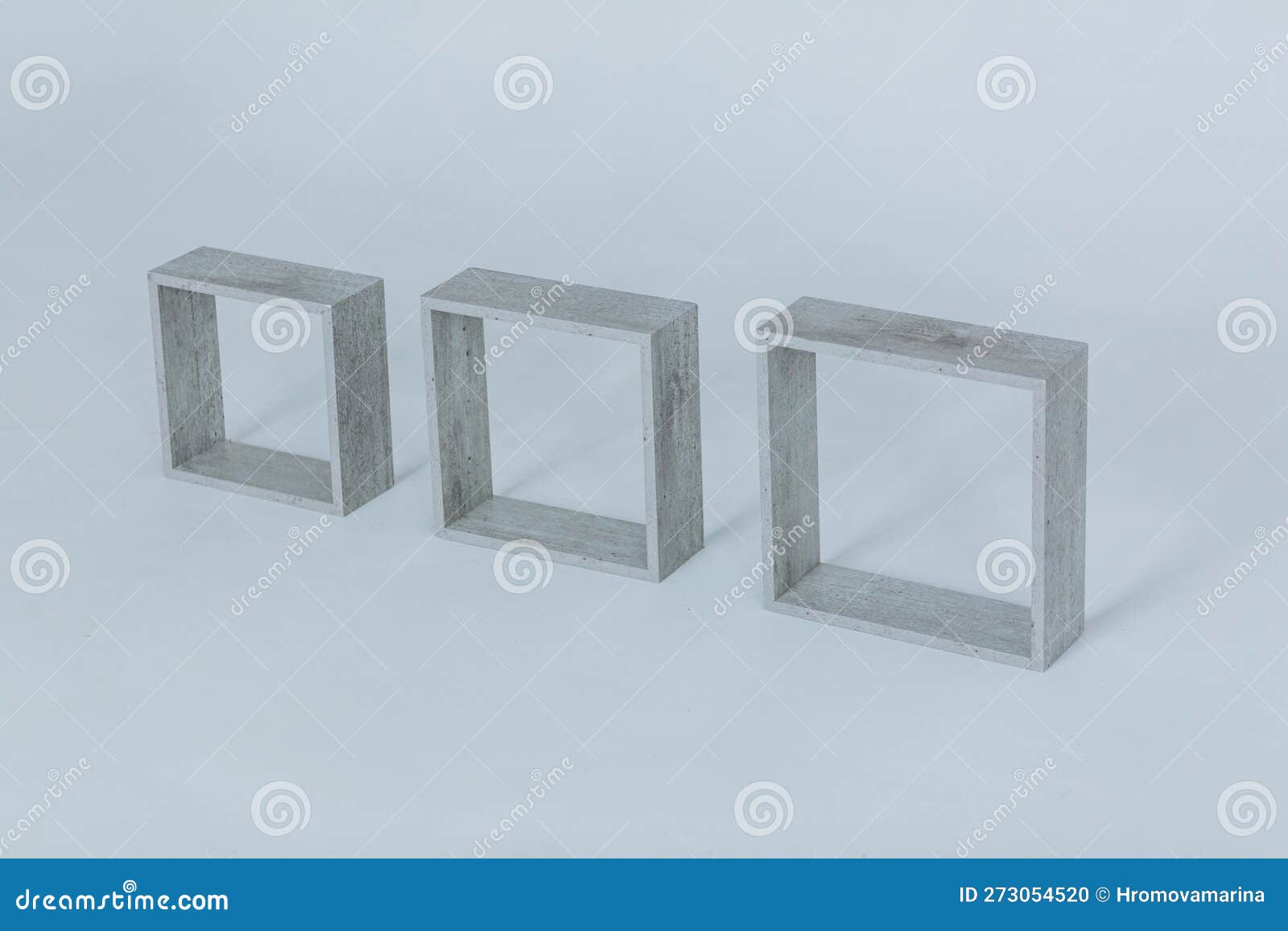 Three Three-dimensional Square Frames on a White Background. Stock ...