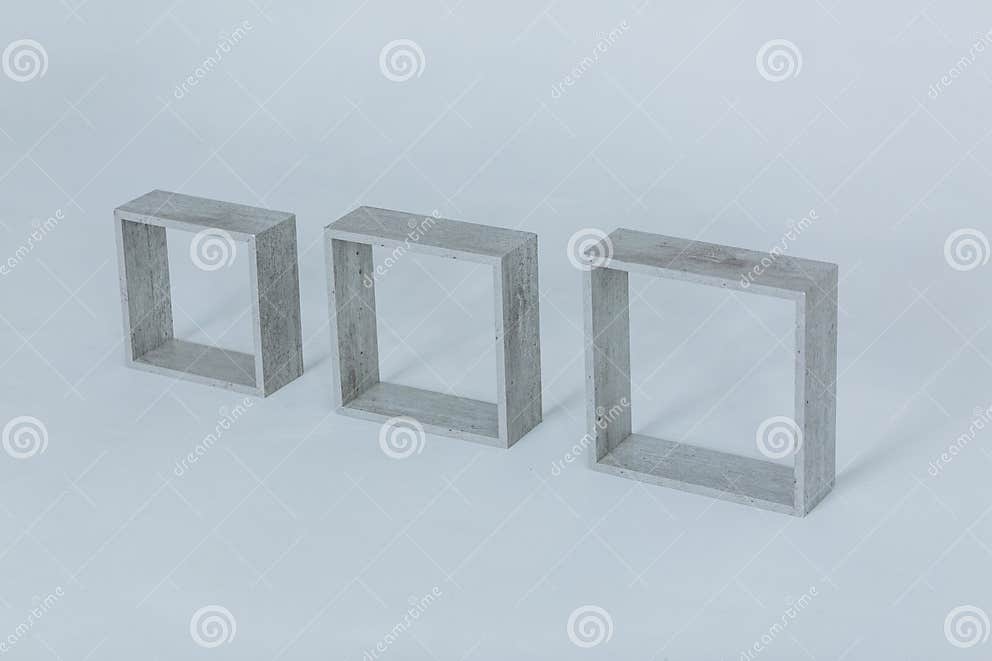 Three Three-dimensional Square Frames on a White Background. Stock ...