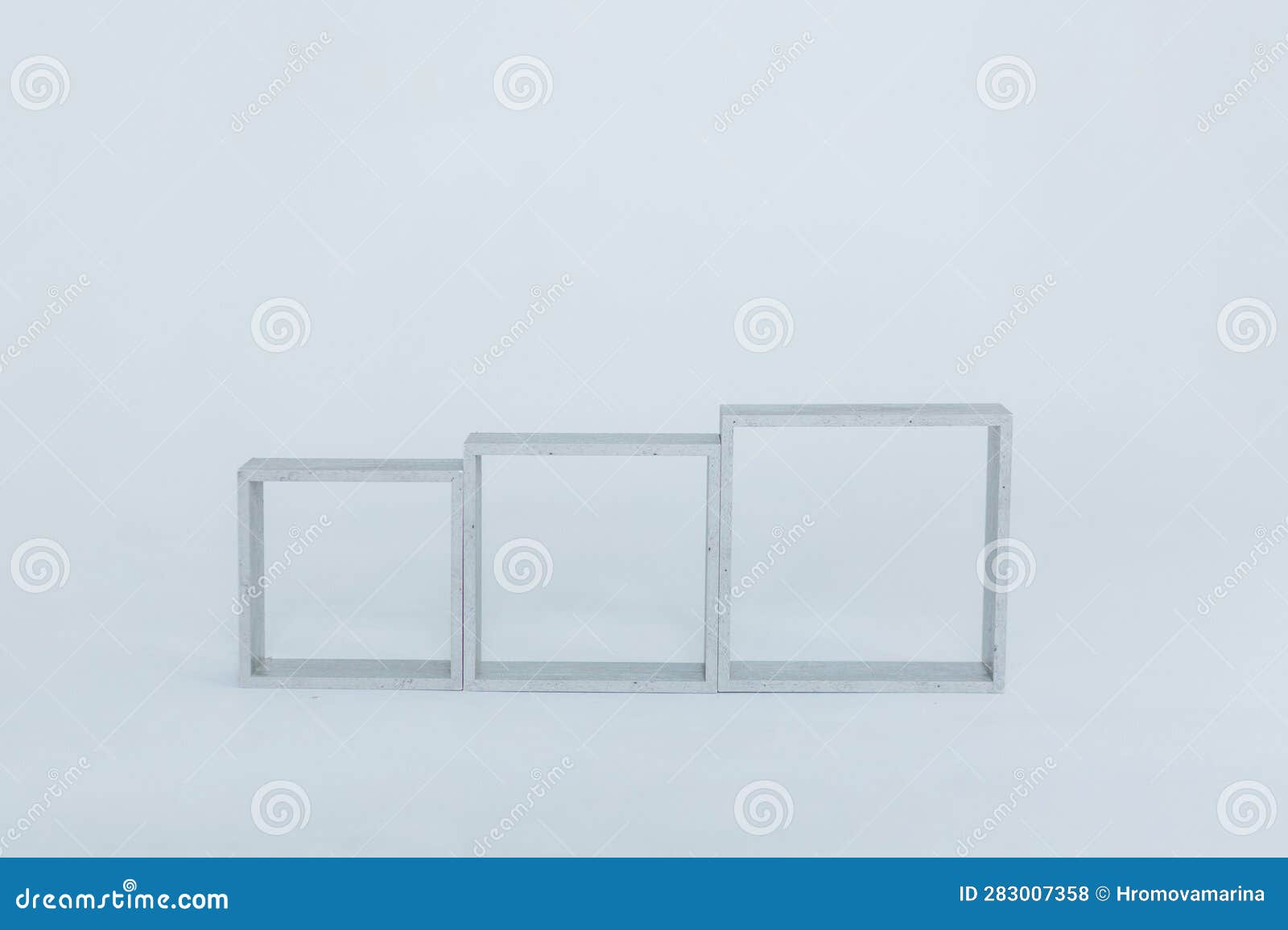 Three Three-dimensional Square Frames on a White Background Stock Photo ...