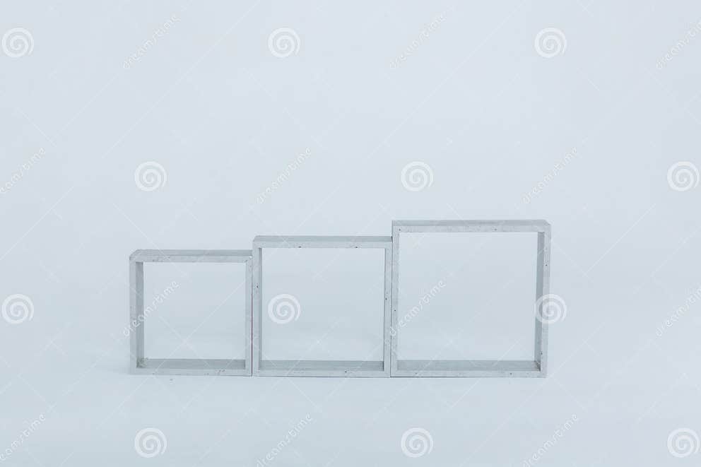 Three Three-dimensional Square Frames on a White Background Stock Photo ...