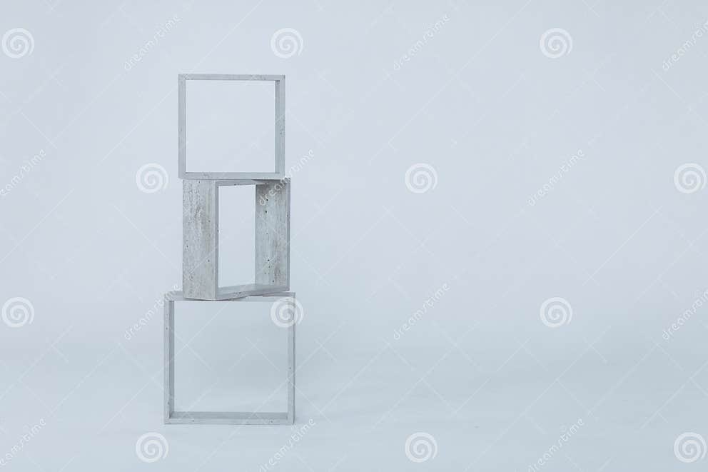 Three Three-dimensional Square Frames on a White Background Stock Image ...