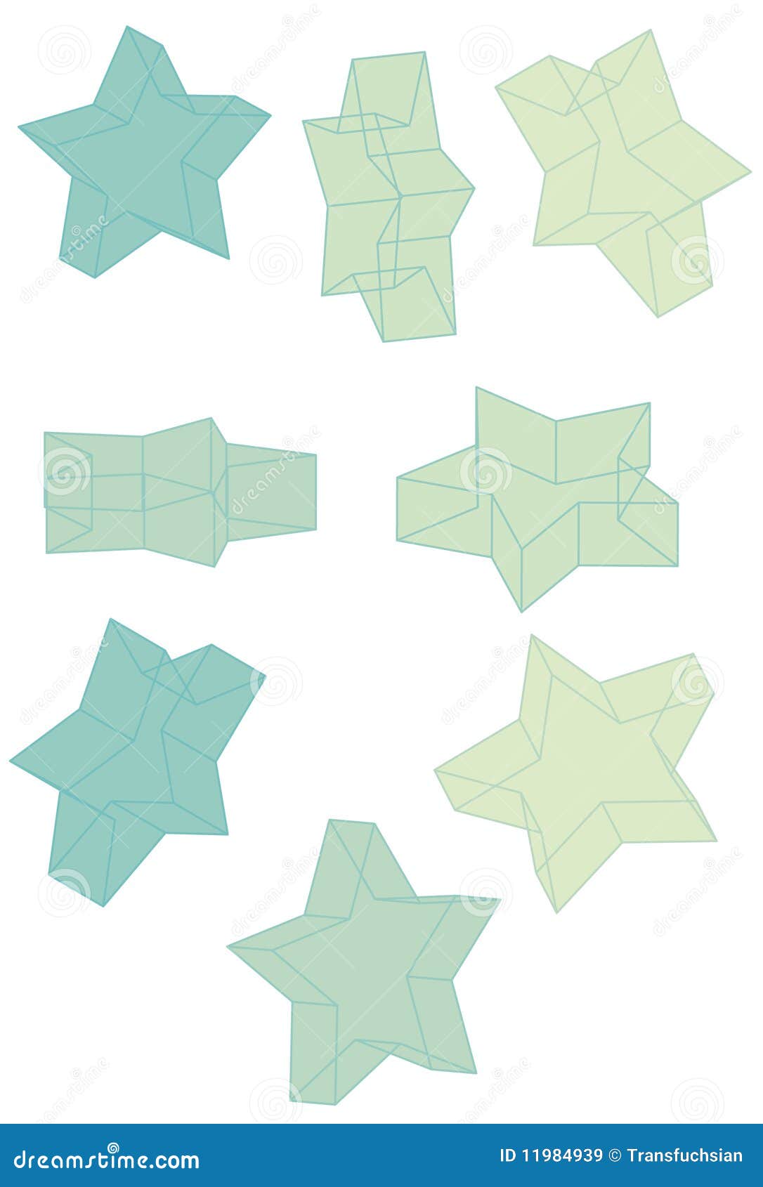 Three Dimensional Stars with Outlines Stock Vector - Illustration of ...