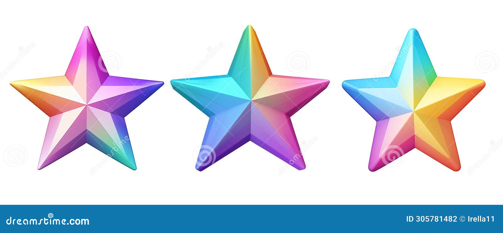 Three Dimensional Stars with a Vibrant Gradient Color Palette and a ...