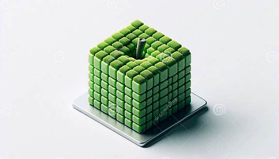 A Three-dimensional Structure that Resembles a Rubika`s Cube and Apple ...
