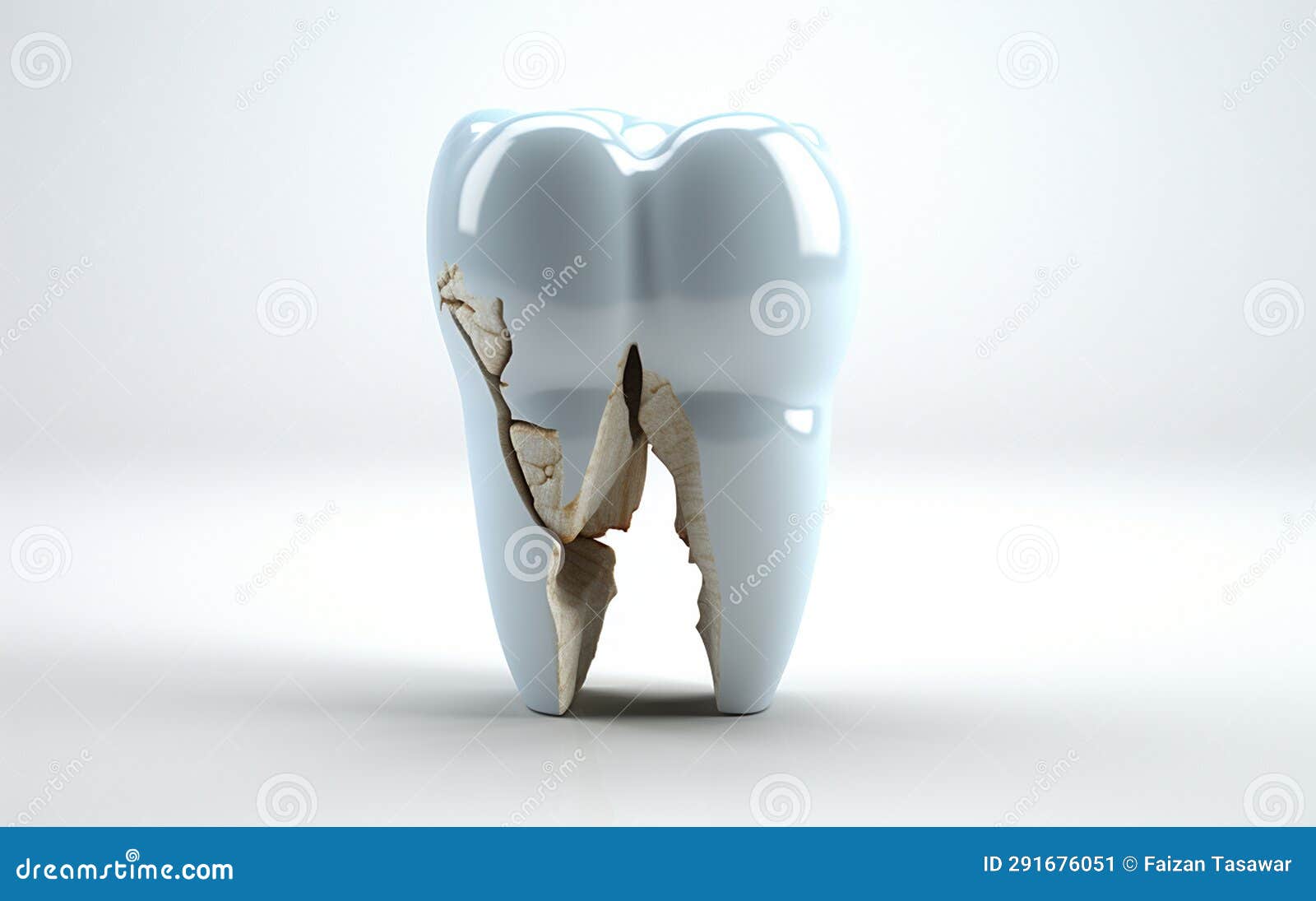"Three-Dimensional Tooth with Front and Cut on the WHITE BACKGROUND ...