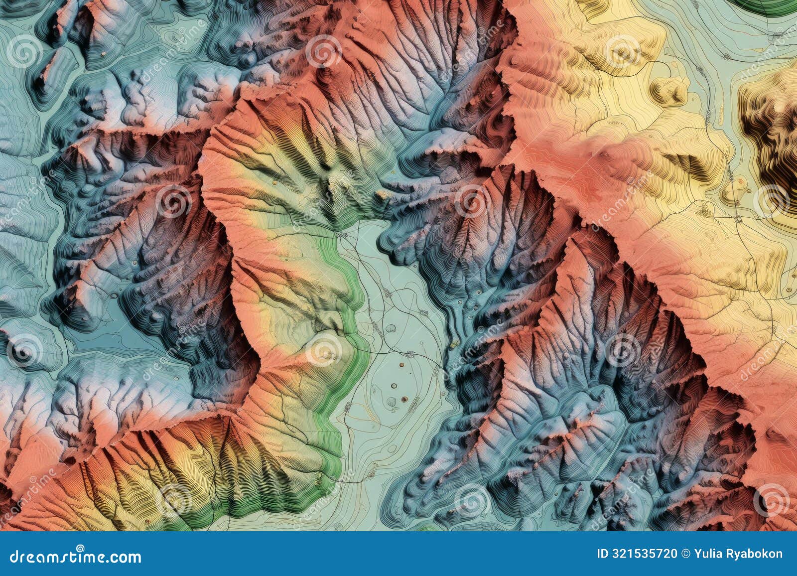 Three-dimensional Topographic Height Map. Generate Ai Stock ...