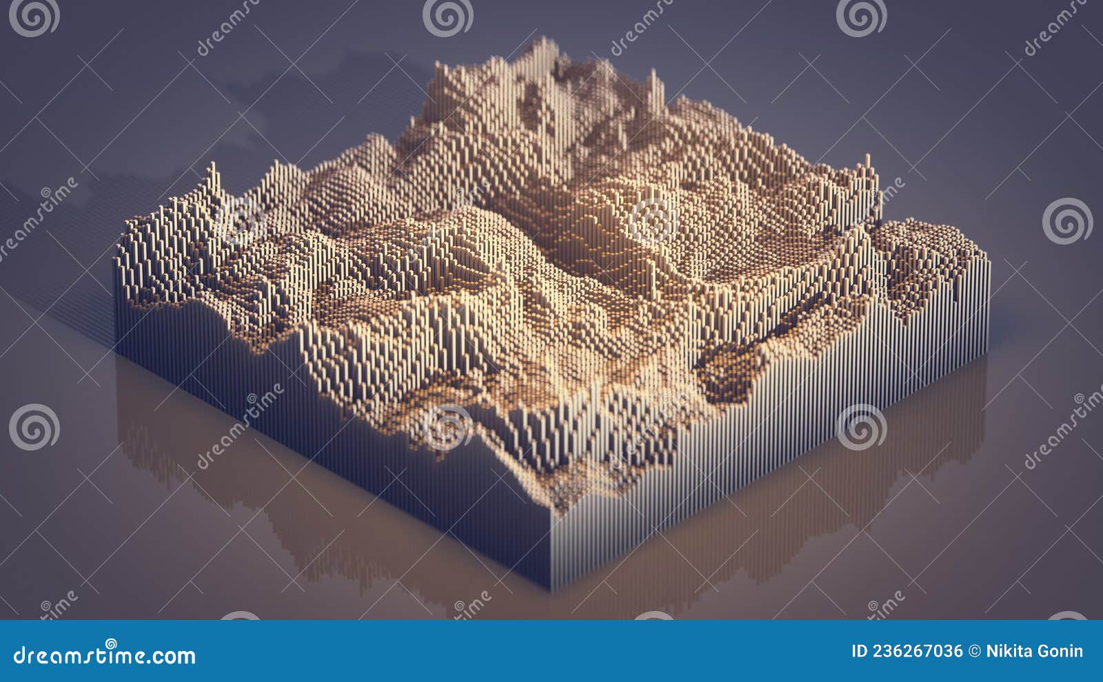 Three-dimensional Topographic Relief 3D Render Stock Illustration ...