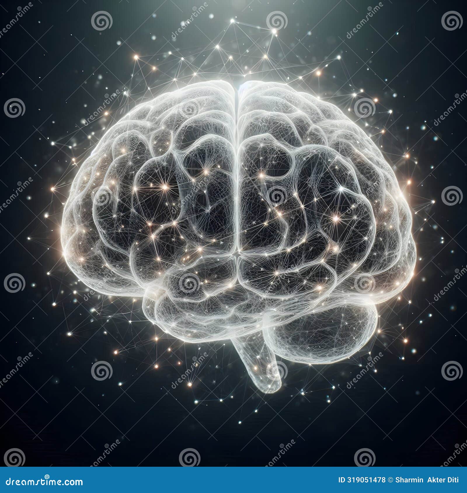 A Three-dimensional, Translucent Brain with Visible Neural Pathways ...