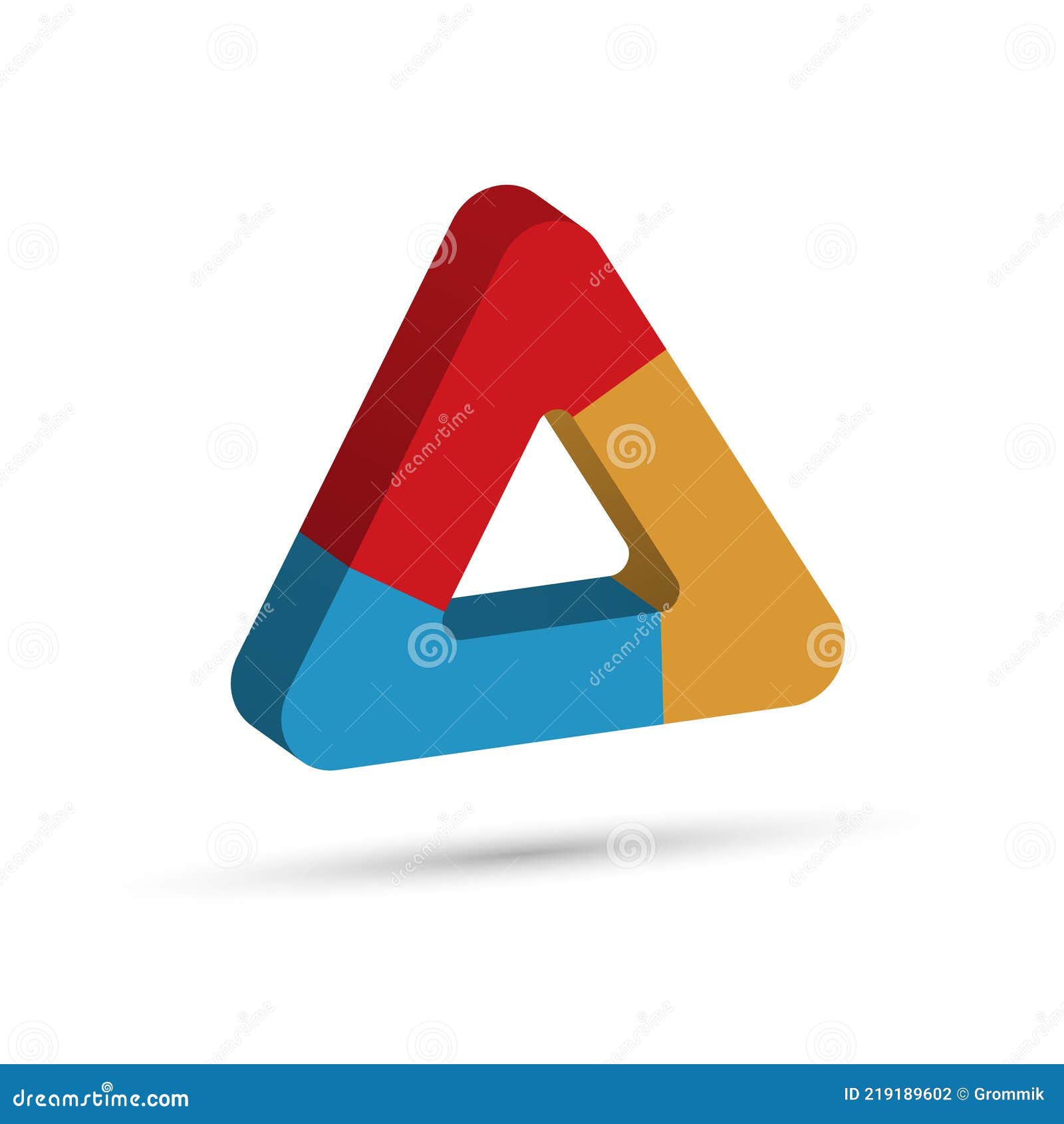 Three-dimensional Triangle is Divided into Three Colored Parts ...