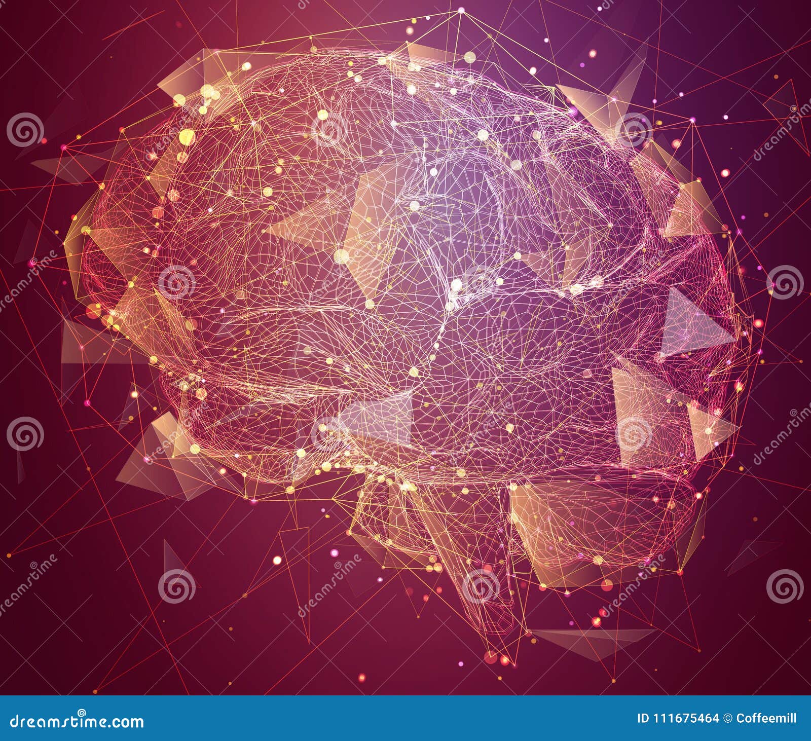 Three-dimensional Vector Cyber Brain. Neural Network Mega-data P Stock ...