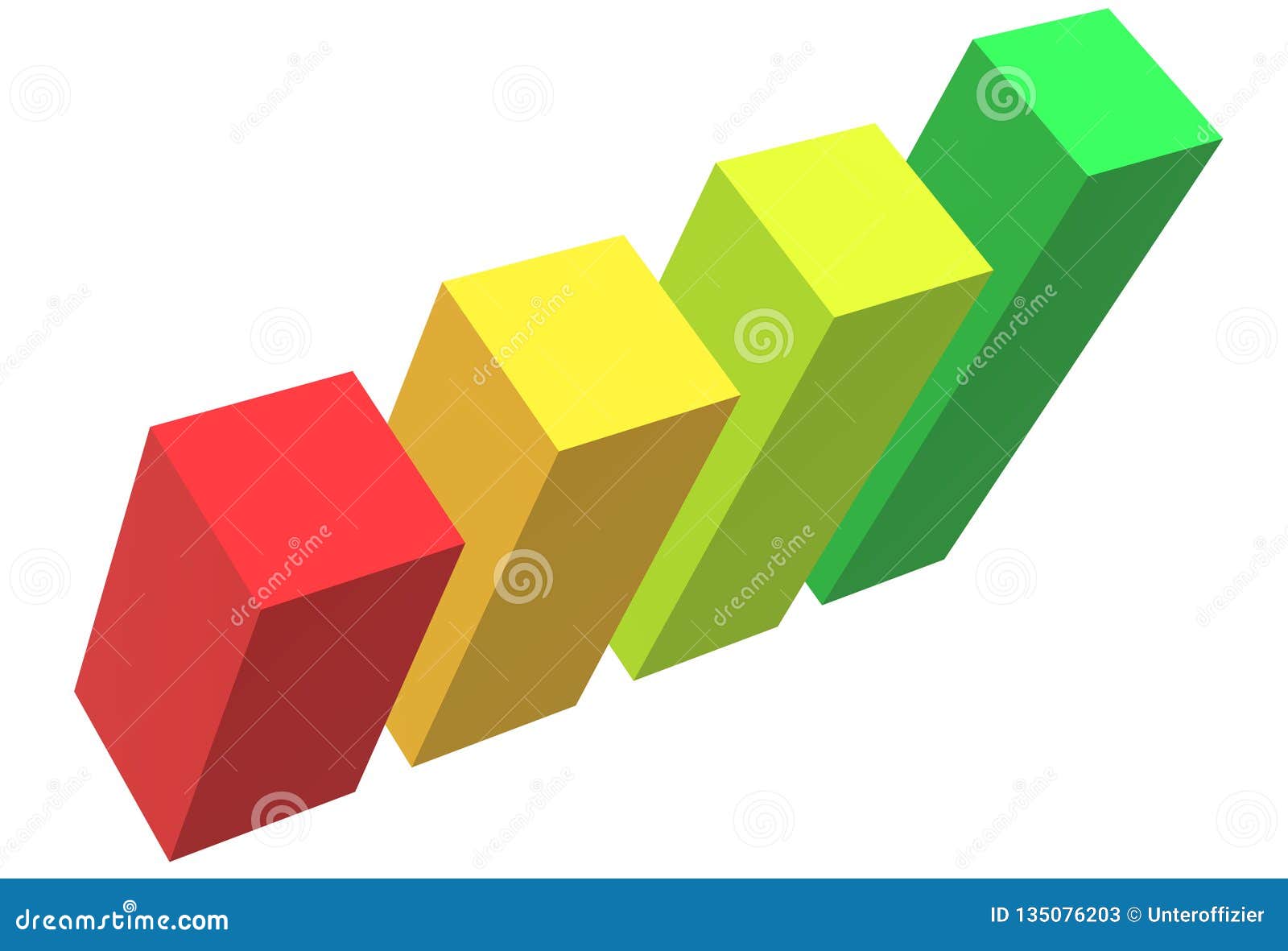 A Three Dimensional View of a Chart with Colorful Bars Stock ...