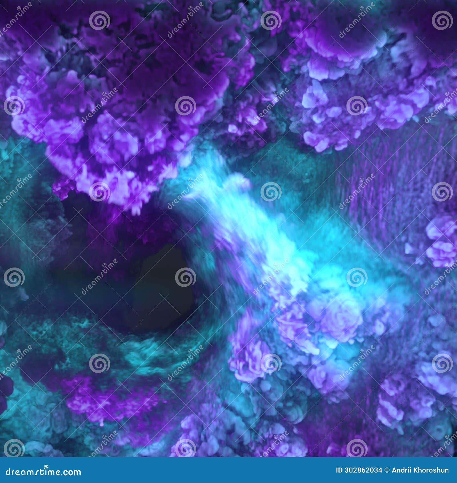 Three-dimensional Visualization of Fiery Shock Waves of Neon Color. 3d ...