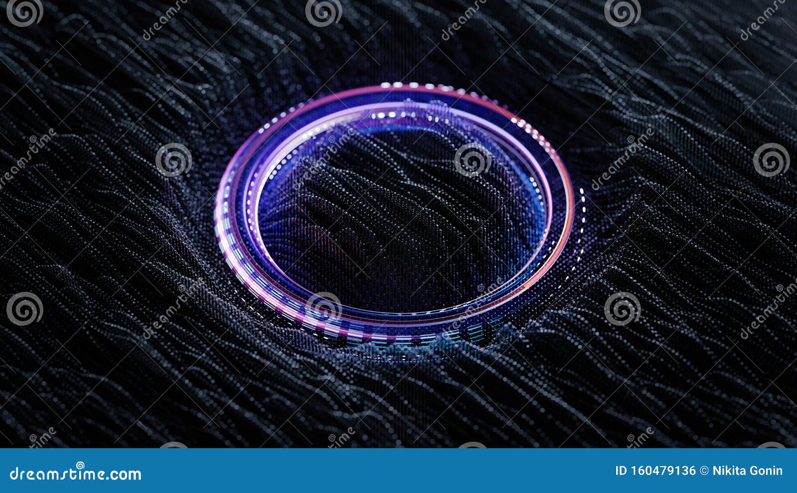 Three Dimensional Wave Vibrations and Purple Glowing Ring 3D Render ... Three Dimensional Wave Vibrations and Purple Glowing Ring 3D Render ...