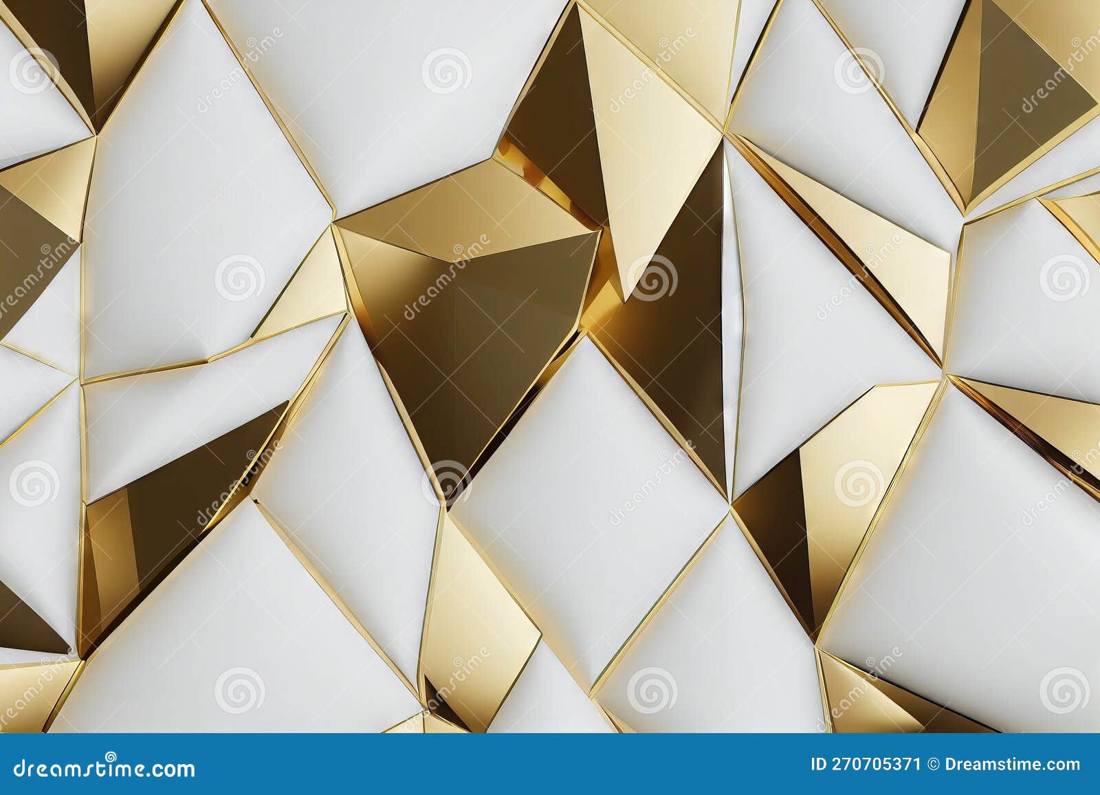 Three-dimensional White and Gold Geometric Tiles Stock Illustration ...