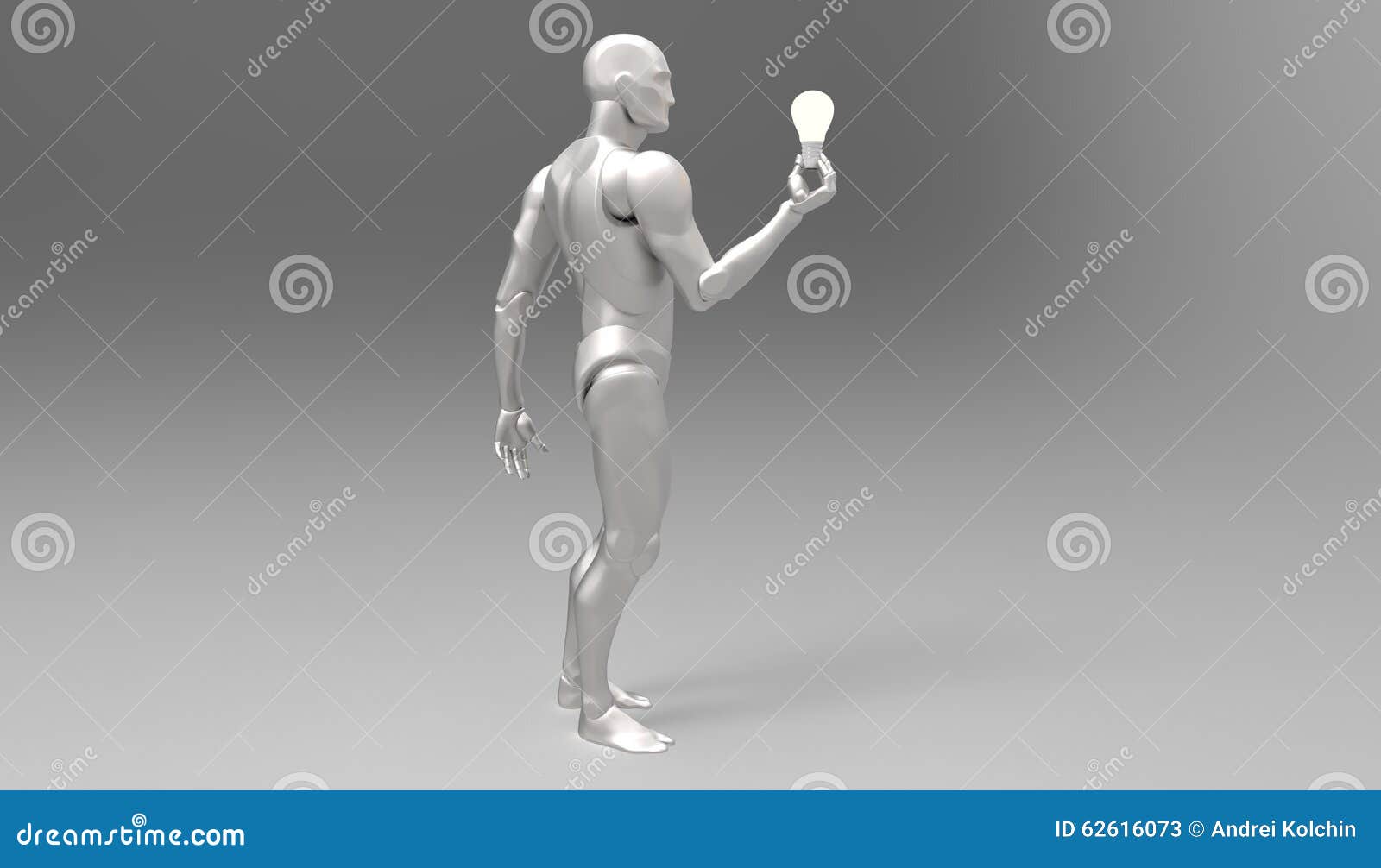 Three Dimensional White Human Hold Light Bulb. Stock Illustration ...
