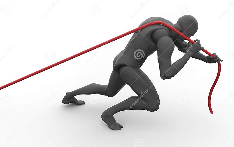 Three Dimensional White Human Pull Rope Stock Illustration ...