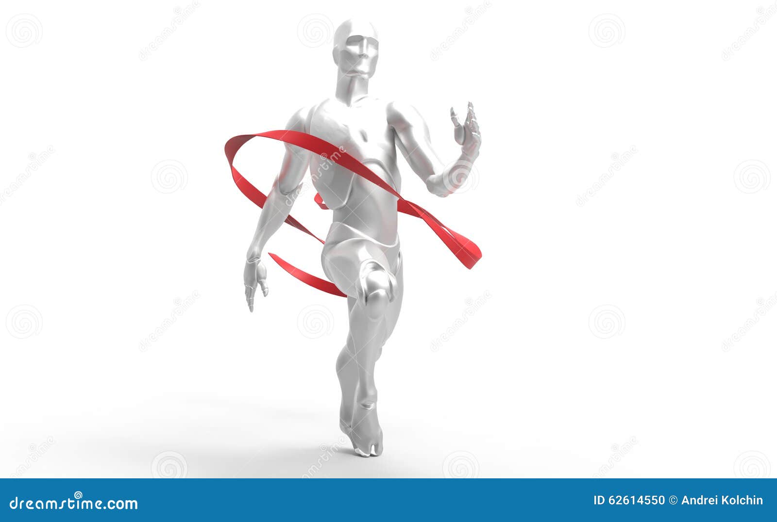 Three Dimensional White Human Run Red Line Stock Illustration ...