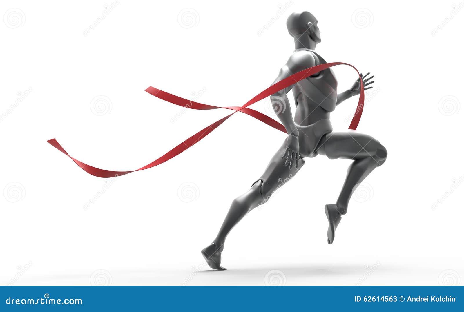 Three Dimensional White Human Run Red Line Stock Illustration ...