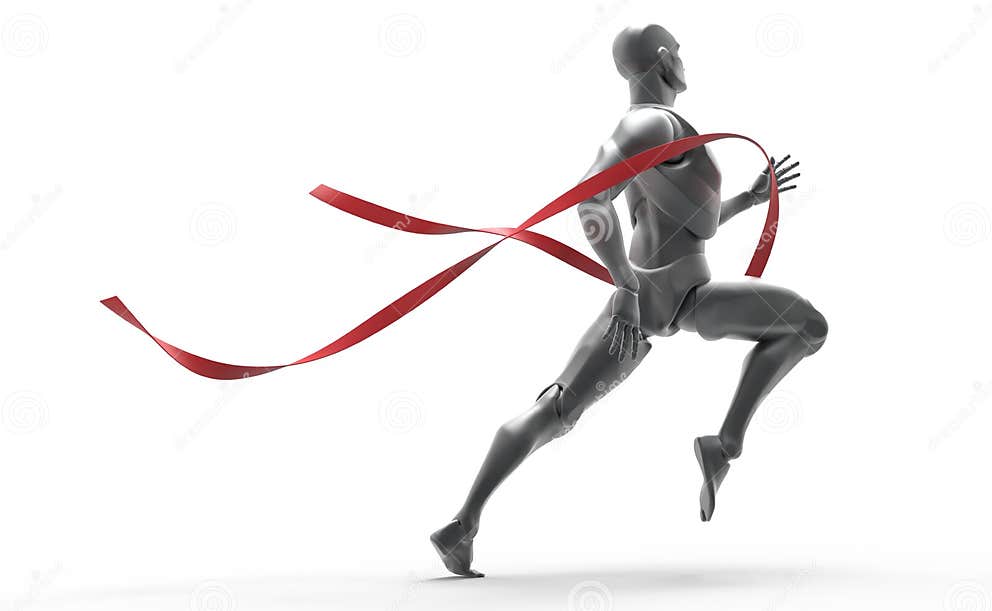 Three Dimensional White Human Run Red Line Stock Illustration ...