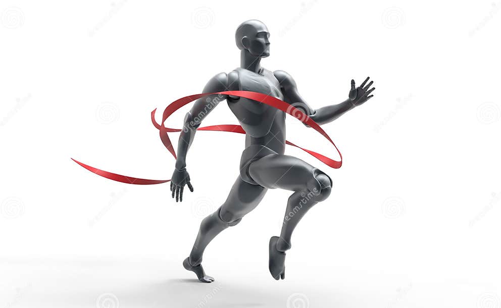 Three Dimensional White Human Run Red Line Stock Illustration ...