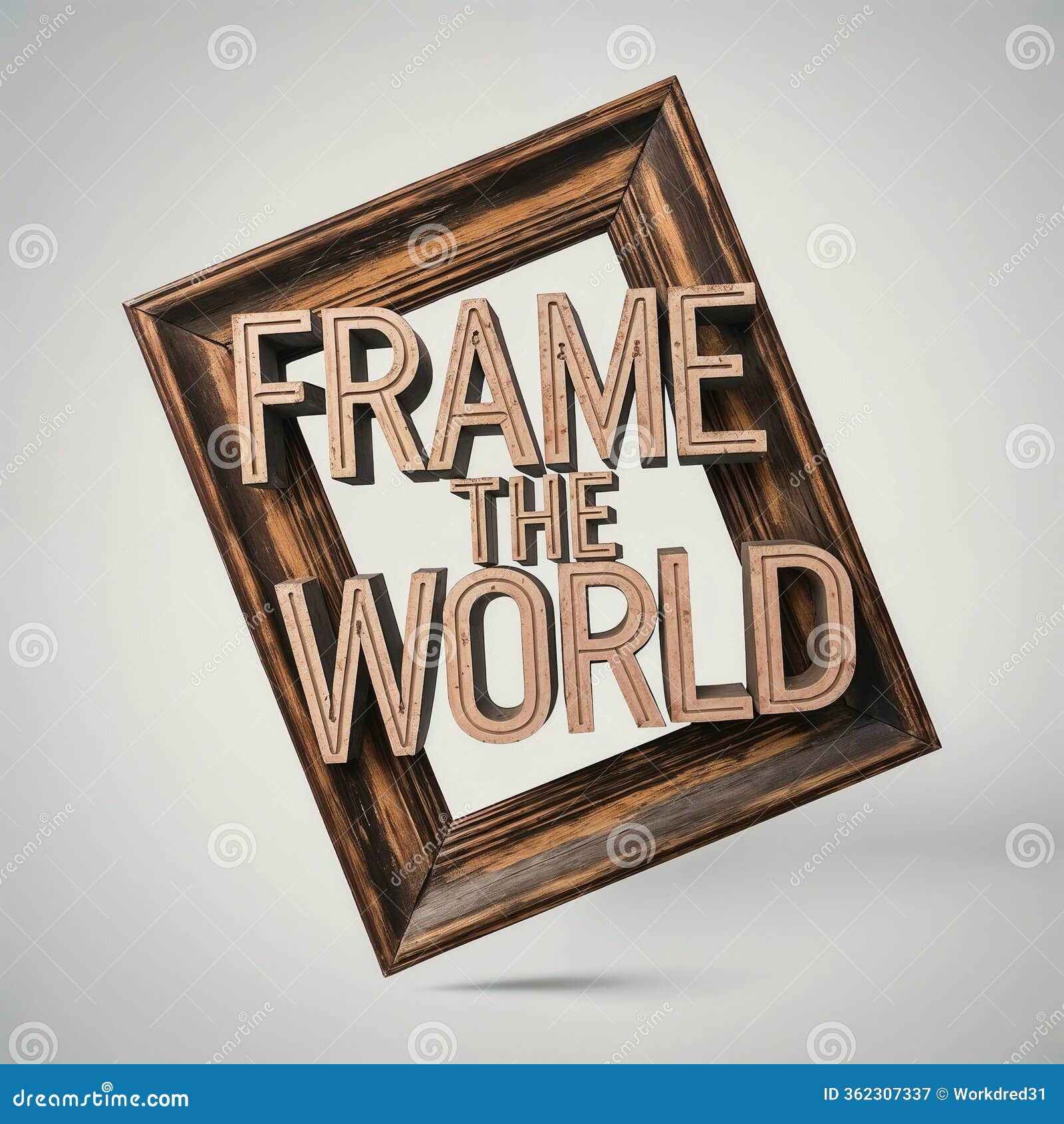 Three Dimensional Wooden Frame with Bold Block Lettering Stock ...