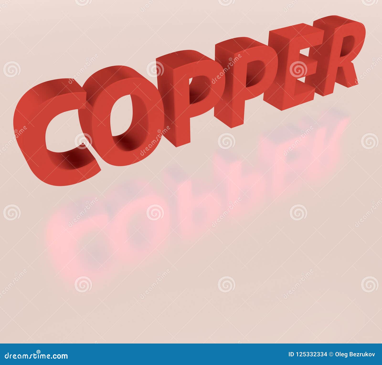 Three-dimensional Word `copper`. Shadow, Reflection Stock Illustration ...