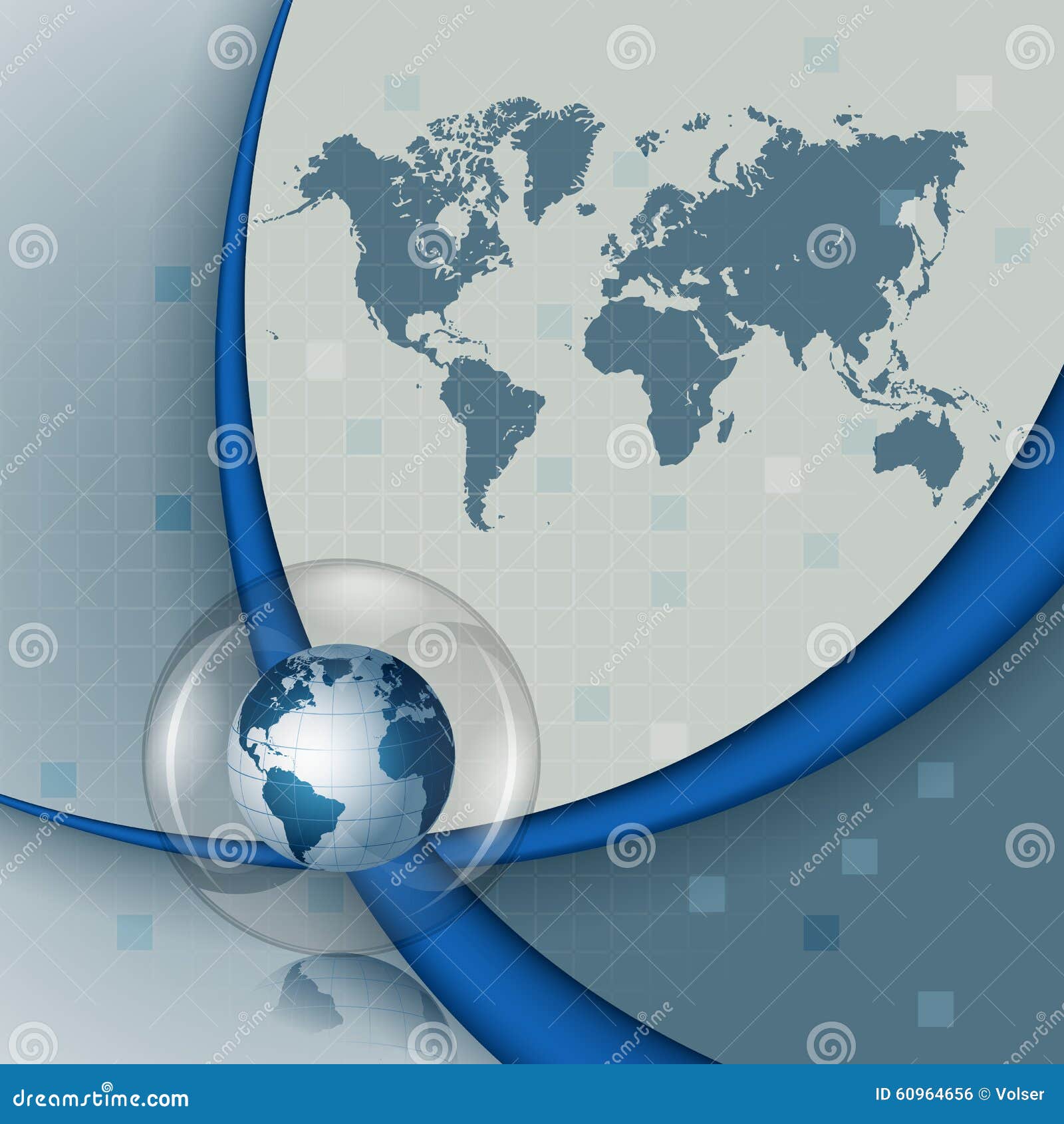 Three Dimensions Composition with World Map and Earth in Glass Button ...