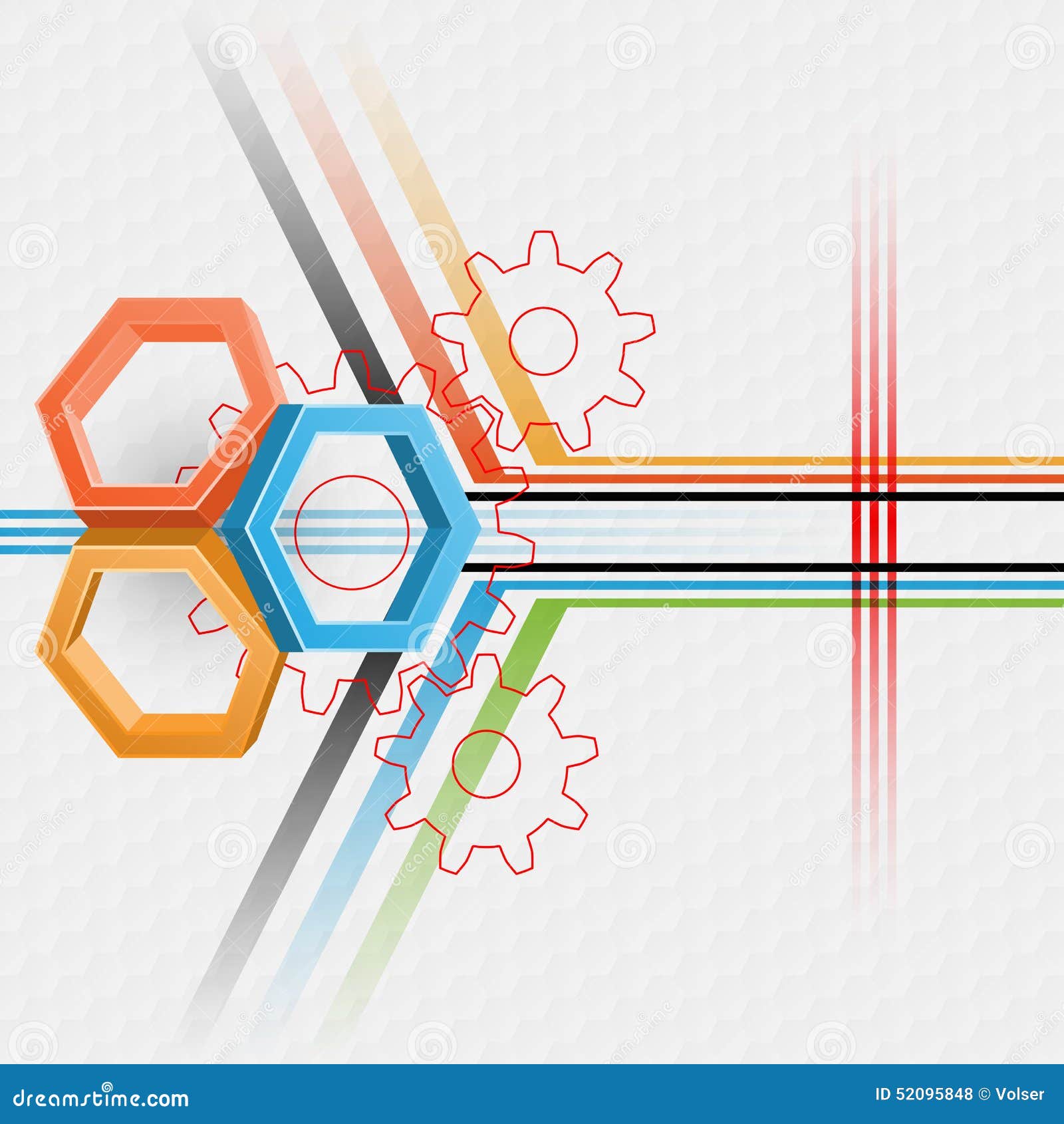 Three Dimensions Hexagons with Gear Projection on Geometric Linear ...