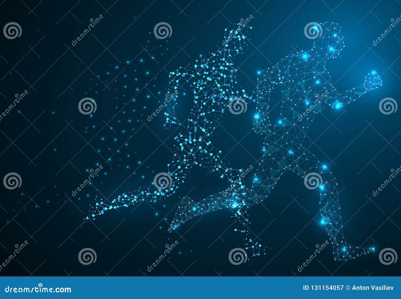 Running Man, Wireframe Triangles,low Poly Style Vector Illustration ...