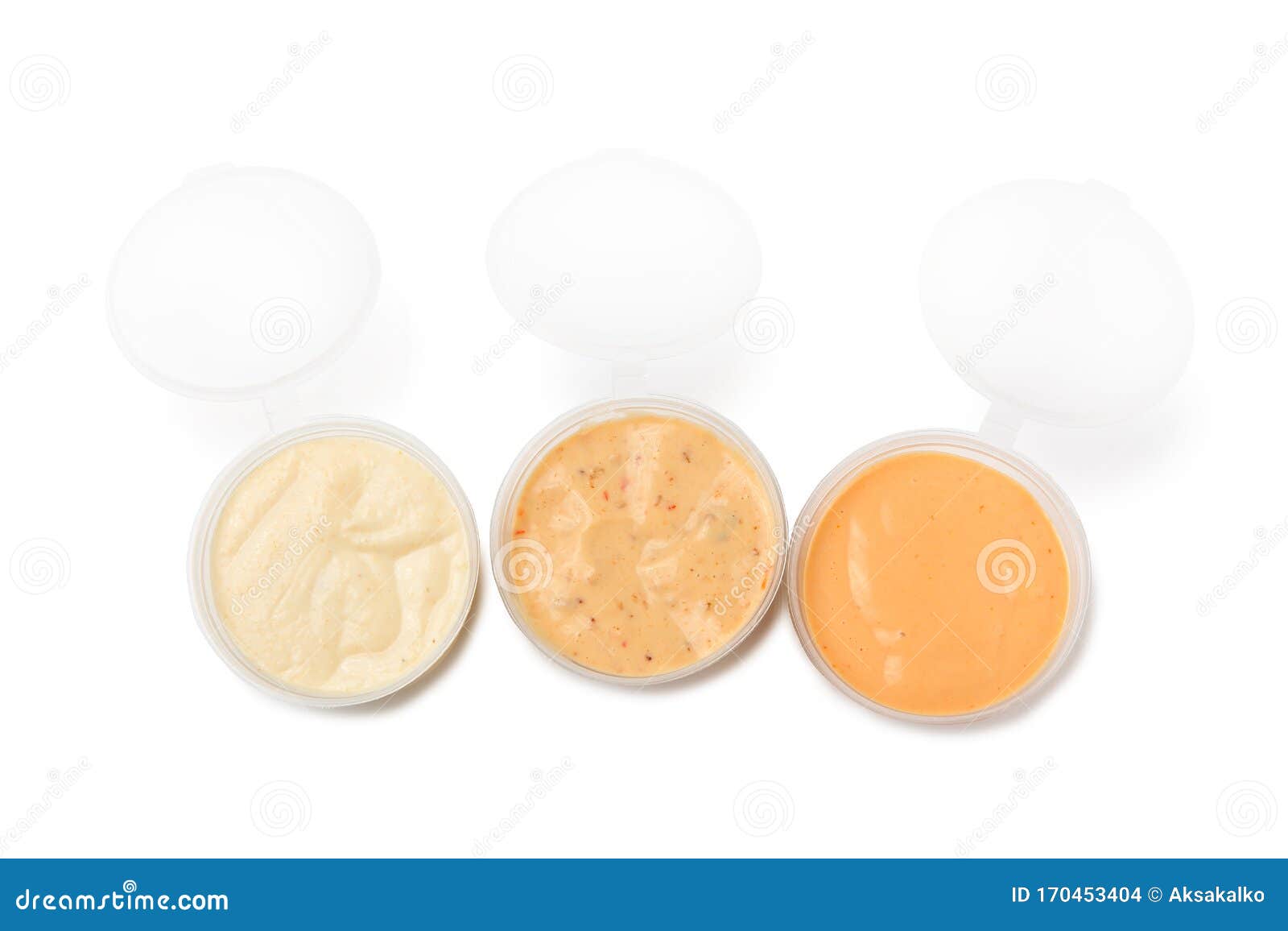 Three Dip Sauces in a Plastic Take Away Container Stock Photo - Image ...