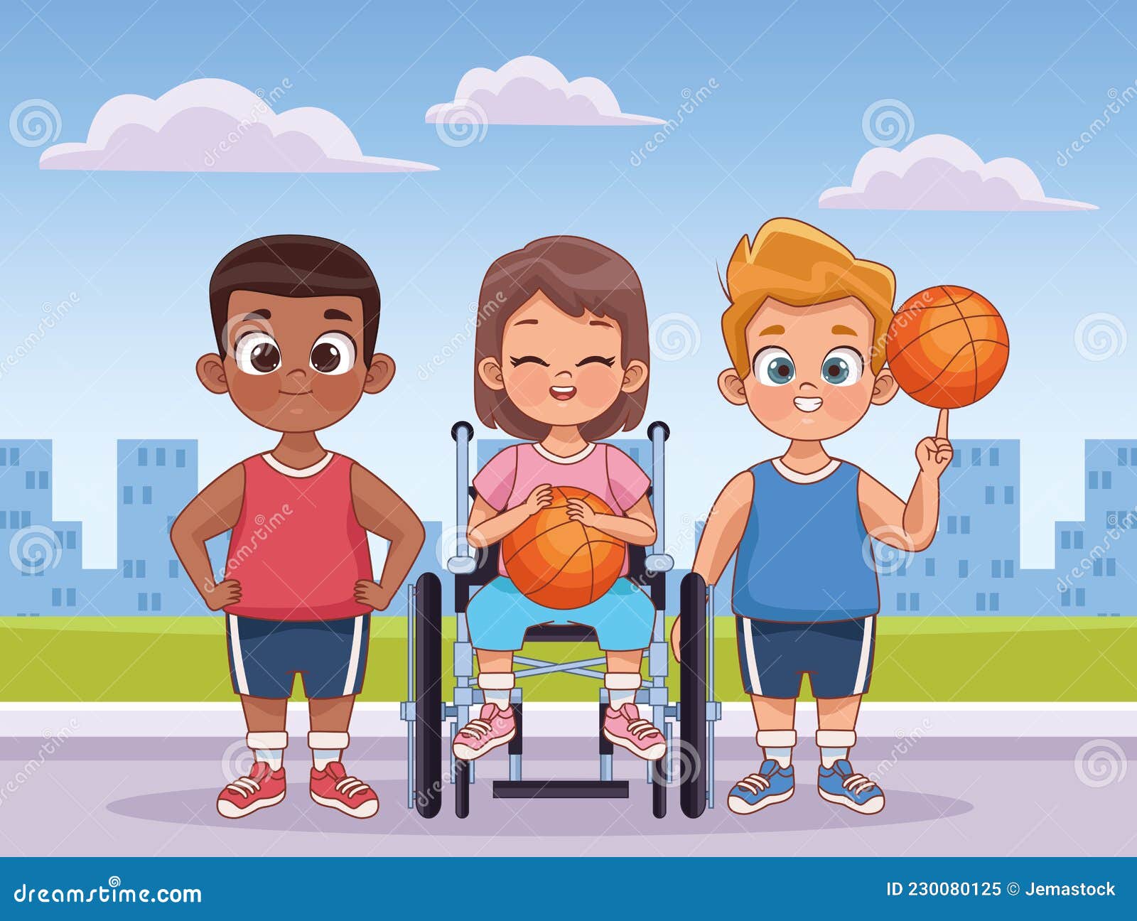 Disability Kids. Cute Handicapped Children With Crutches, Prosthetic ...