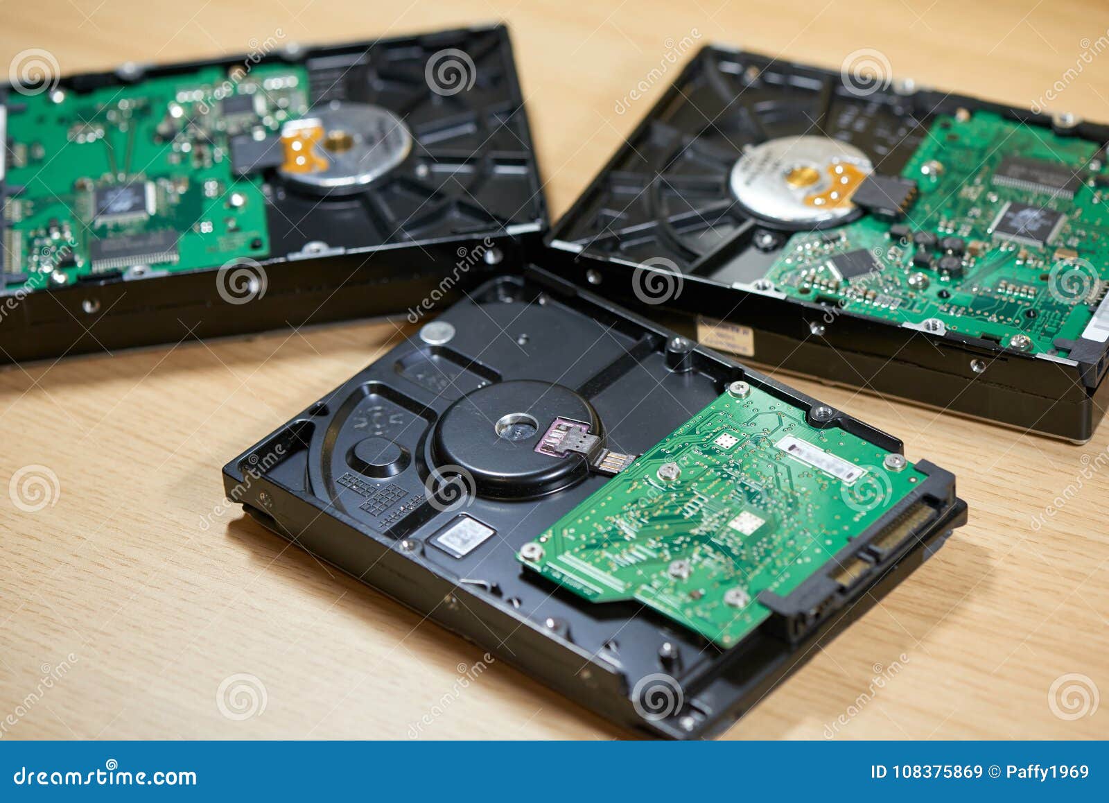 Three Disassembled SATA Hard Disk Drives Stock Image - Image of archive ...