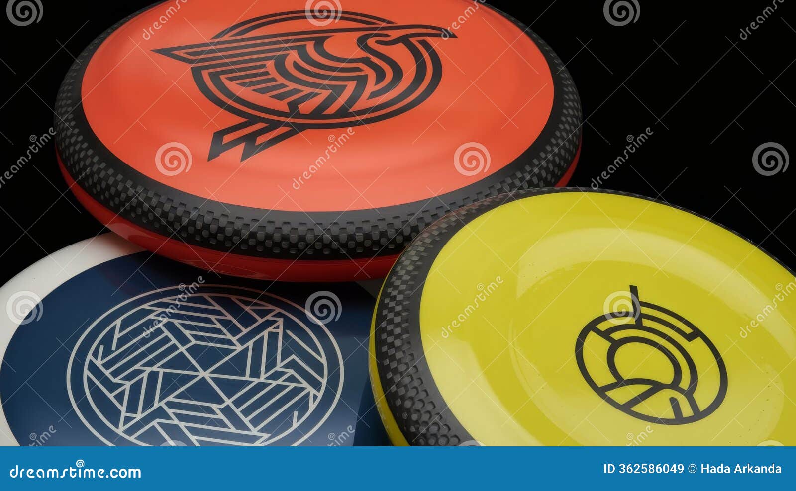 Three Disc Golf Drivers Shown From Top And Bottom Profiles Royalty-Free ...