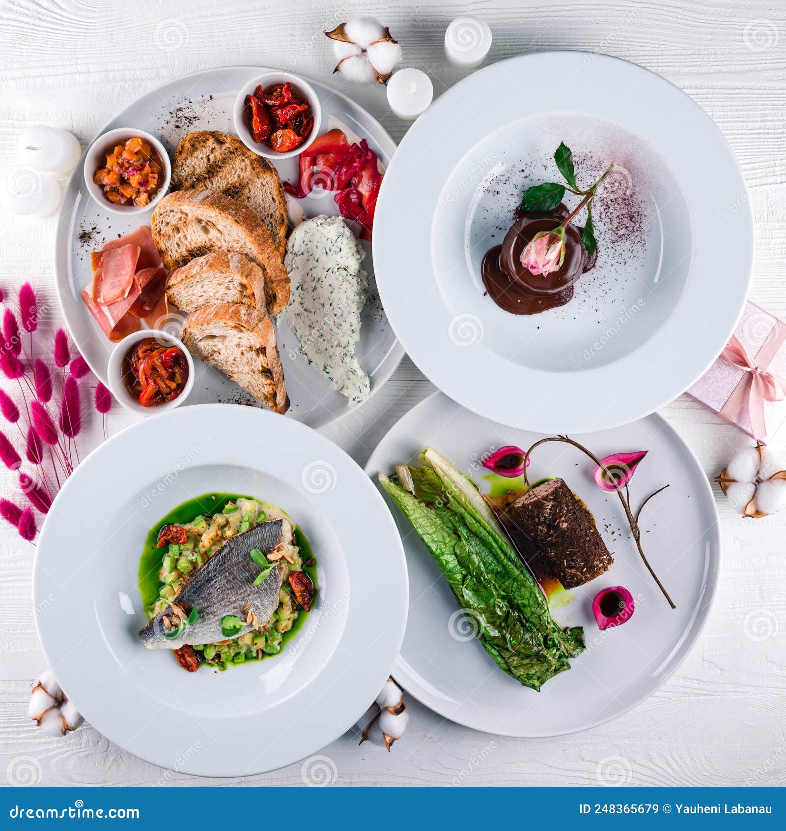 Three Dishes from the Menu for the Restaurant Stock Image - Image of ...