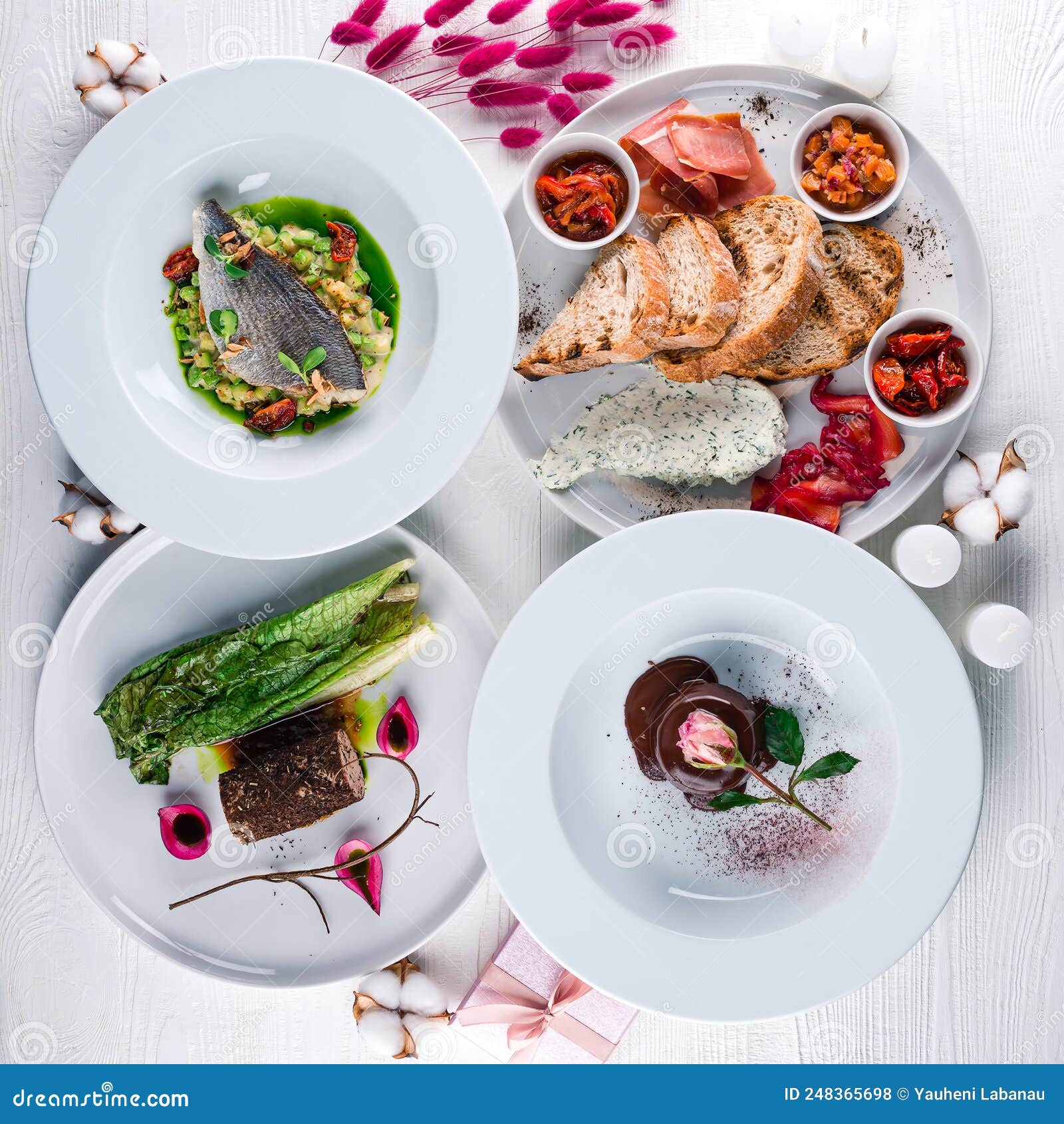 Three Dishes from the Menu for the Restaurant Stock Photo - Image of ...