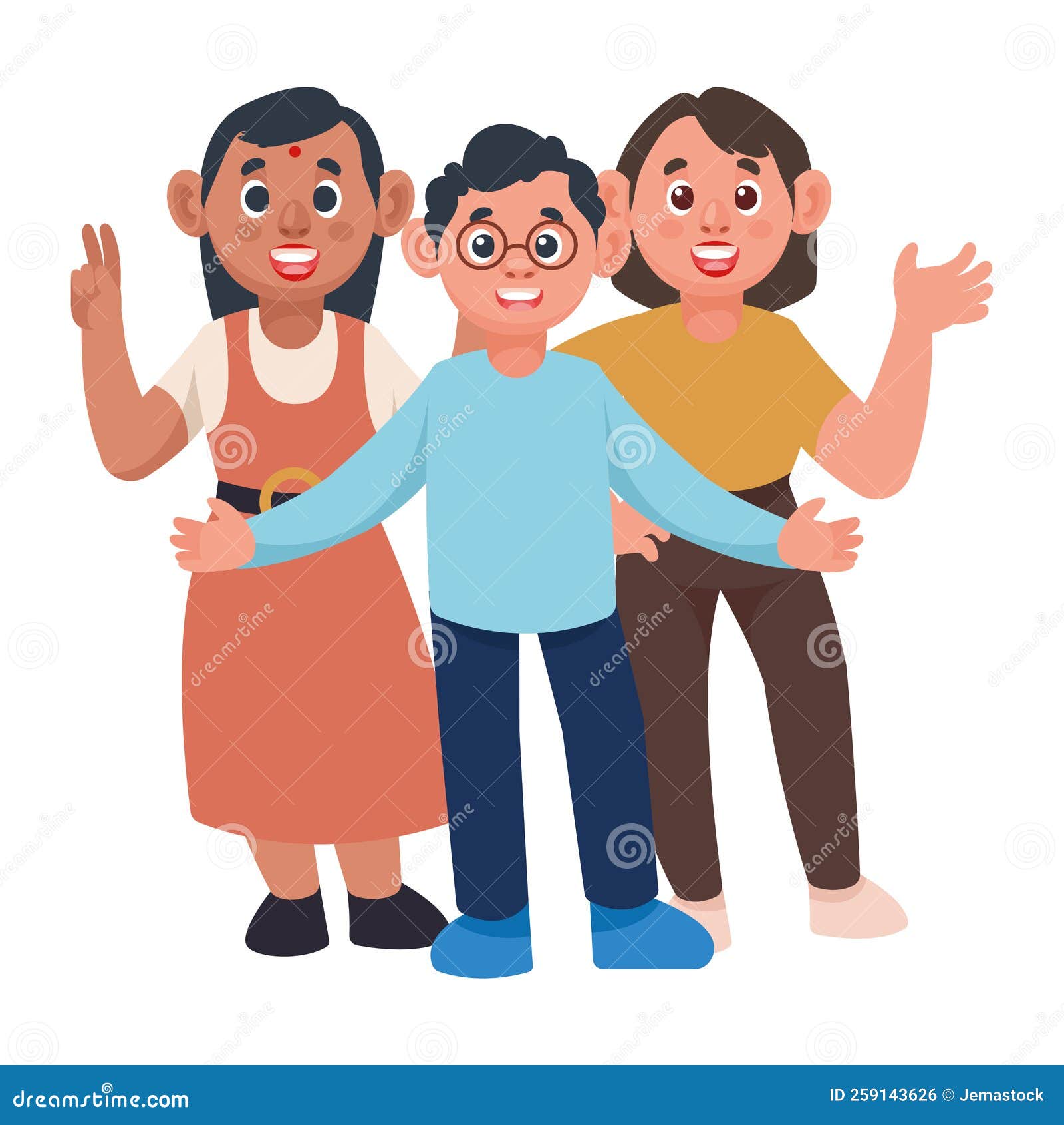 Three Diversity Persons Characters Stock Vector - Illustration of ...