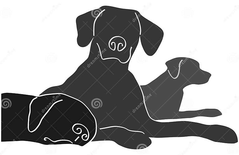 Three dogs stock illustration. Illustration of portrait - 4375138